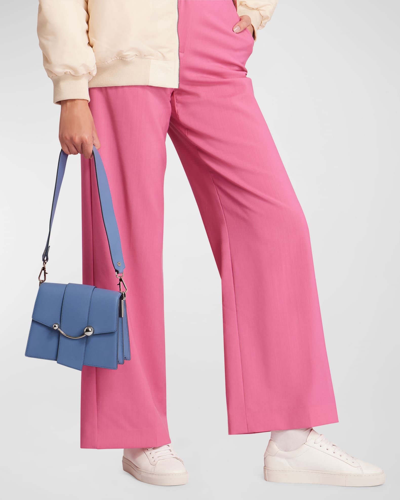 STRATHBERRY Crescent Box Flap Leather Shoulder Bag | Neiman Marcus