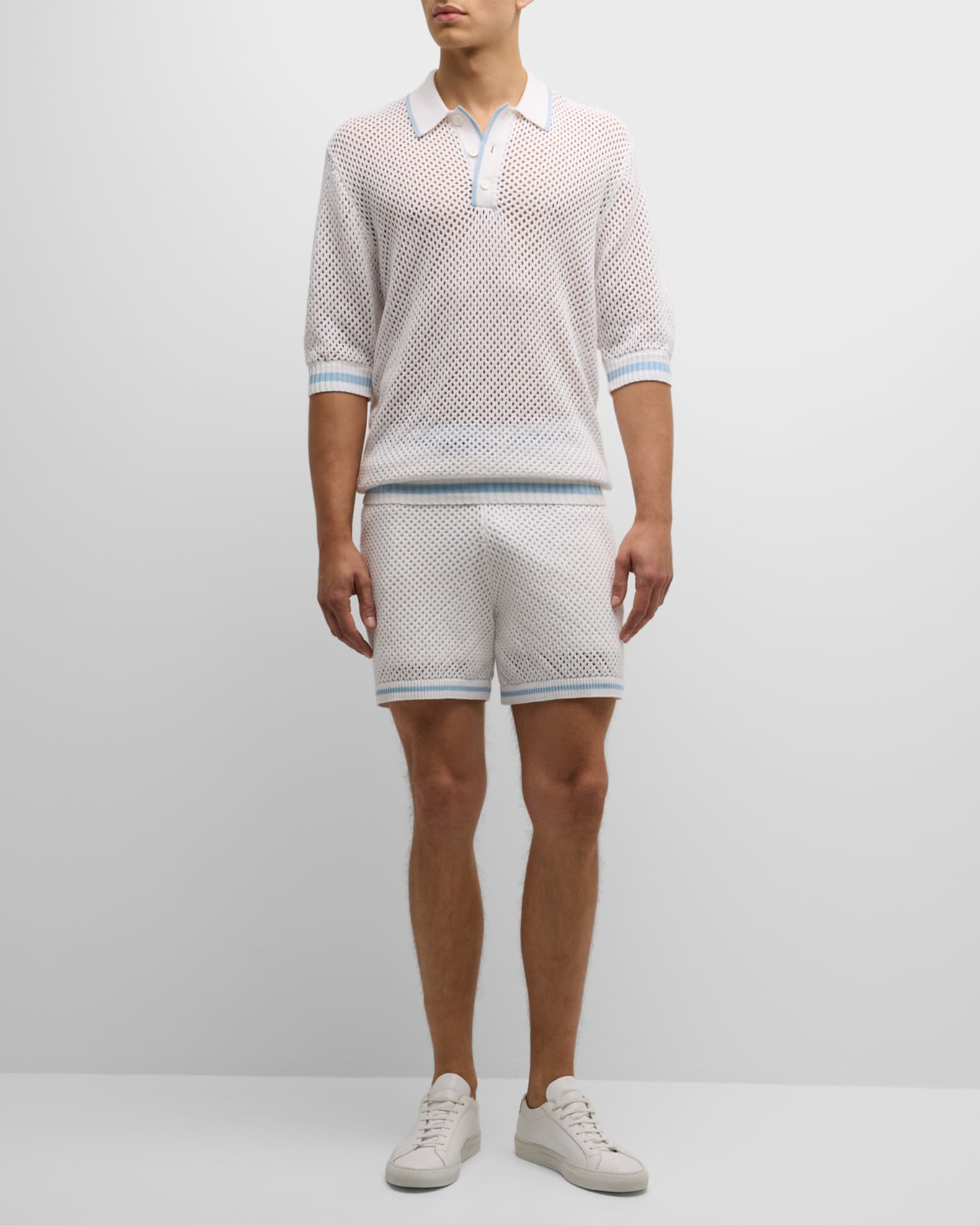 SER.O.YA Men's Zane Crochet Polo Shirt | Neiman Marcus