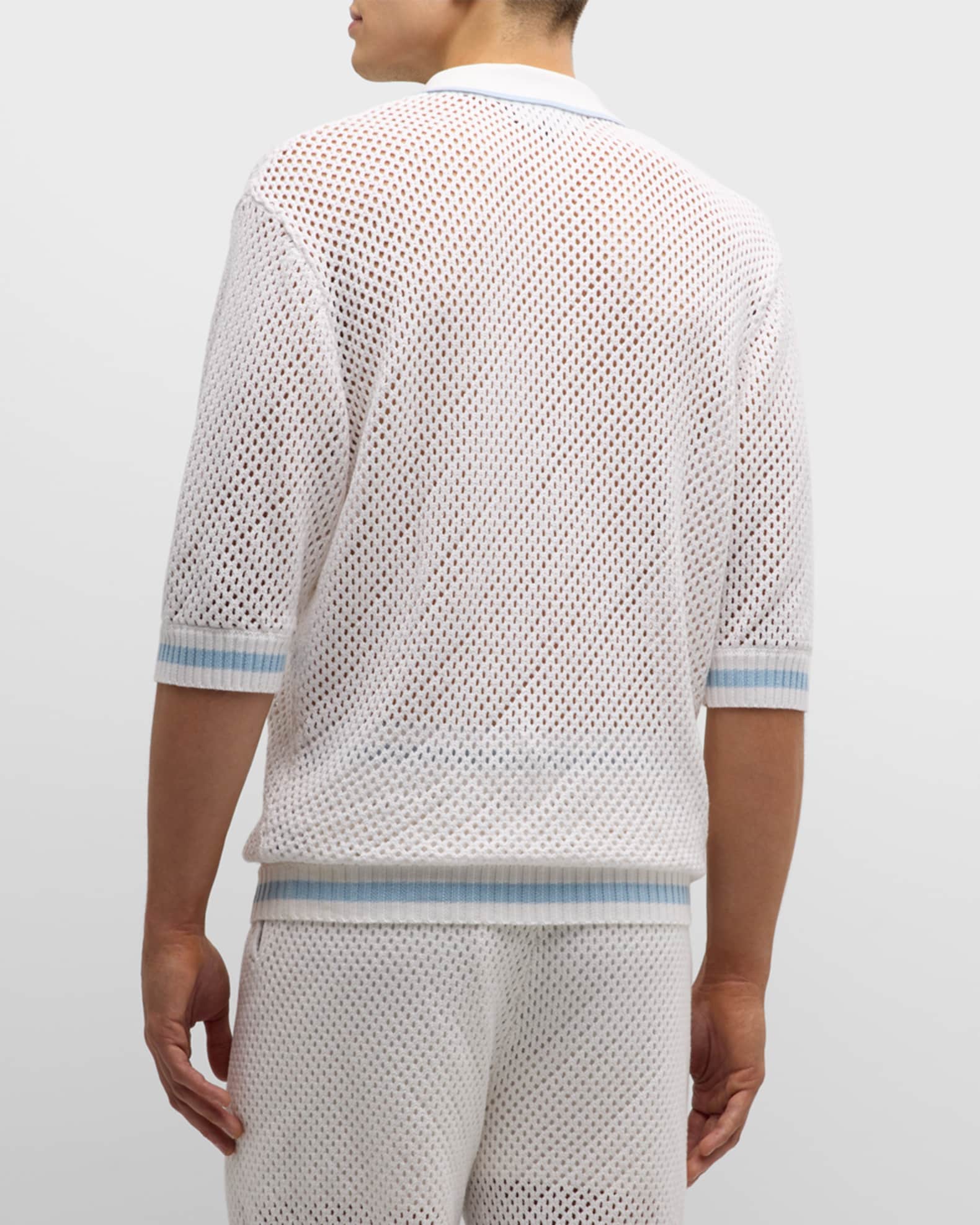 SER.O.YA Men's Zane Crochet Polo Shirt | Neiman Marcus