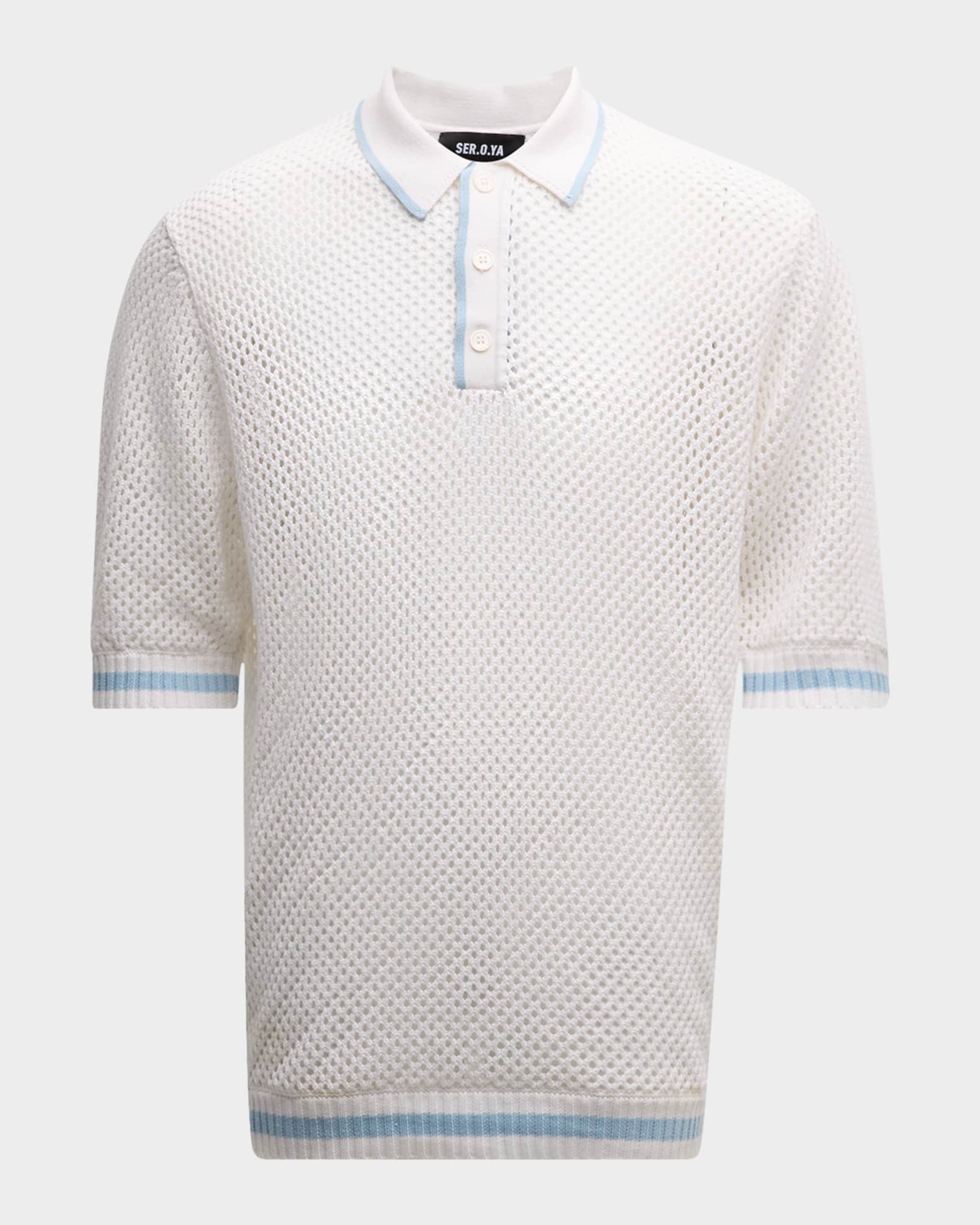 SER.O.YA Men's Zane Crochet Polo Shirt | Neiman Marcus
