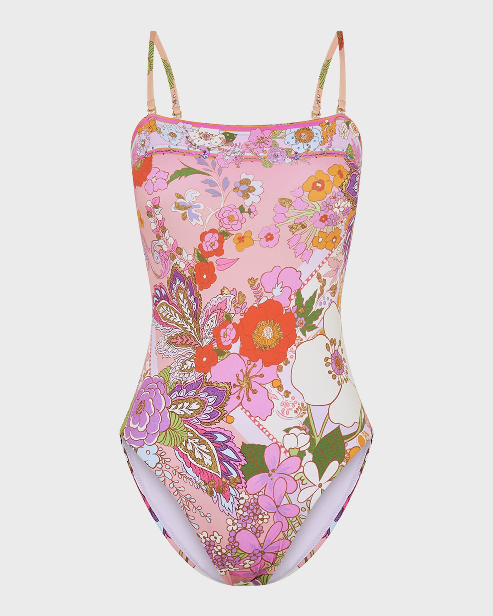 Camilla Clever Clogs Bandeau One-Piece Swimsuit | Neiman Marcus