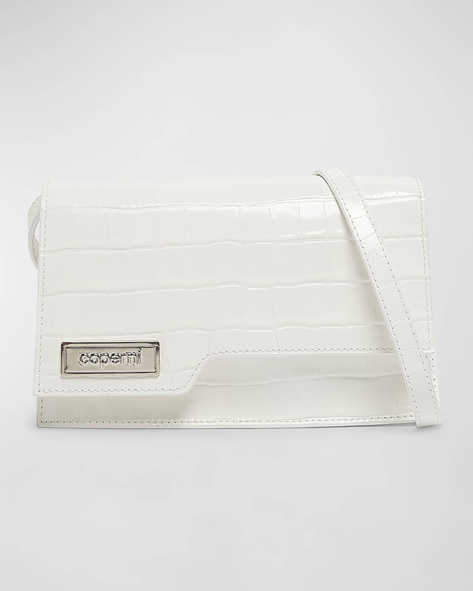 Coperni Folder Mini Croc-Embossed Shoulder Bag | Neiman Marcus