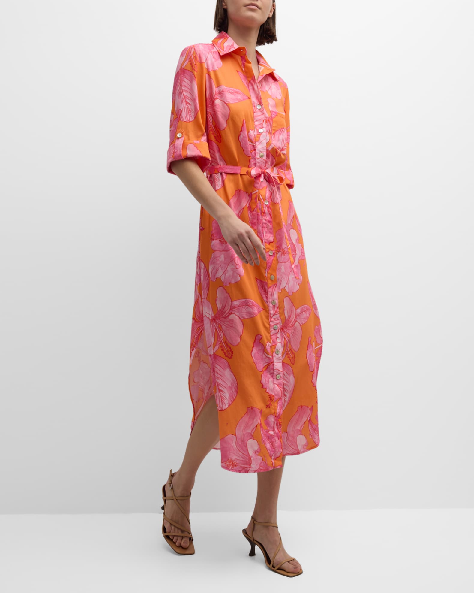 Finley Alex Floral-Print Cotton Midi Shirtdress | Neiman Marcus
