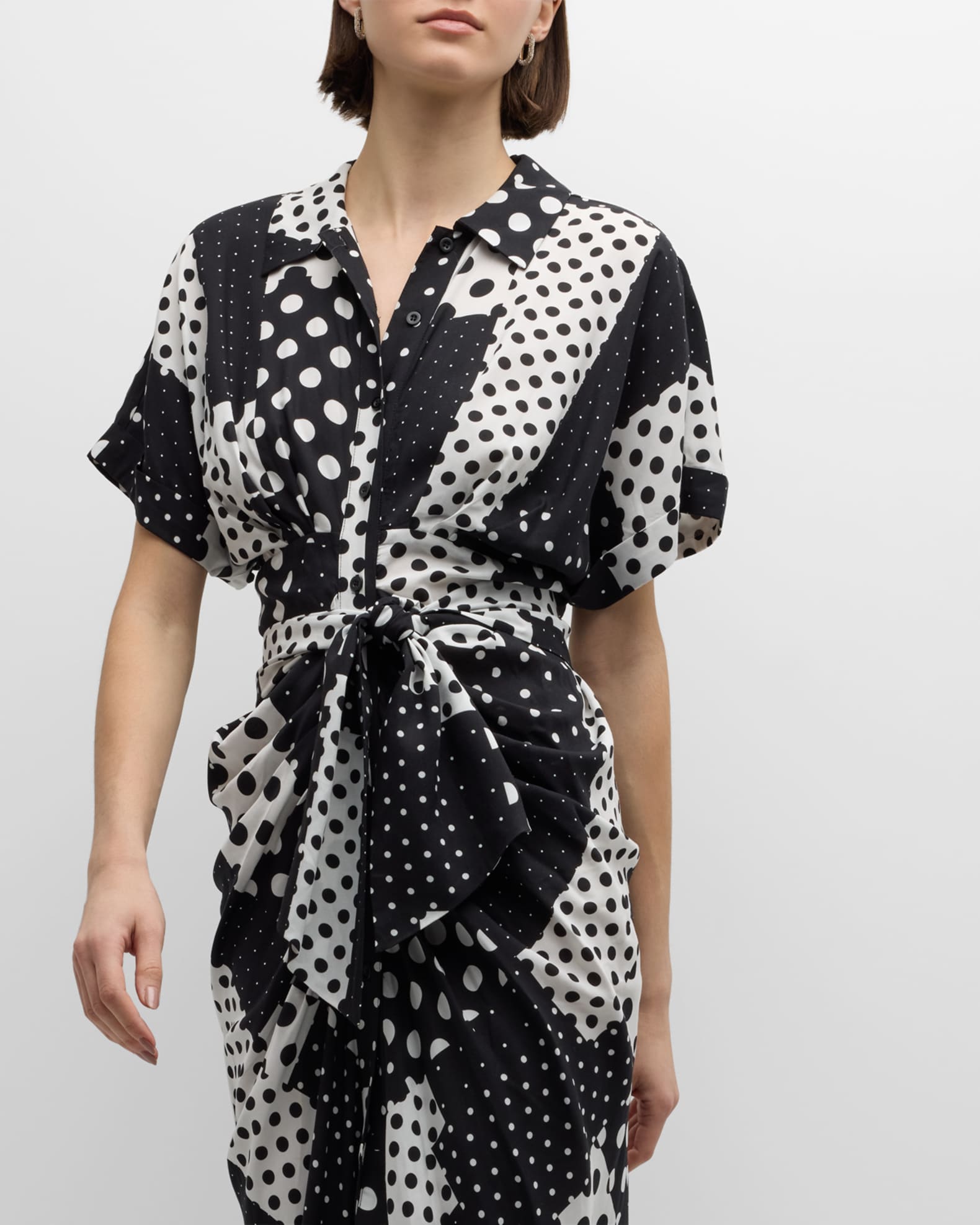 Le Superbe Miko Draped Short-Sleeve Shirtdress | Neiman Marcus