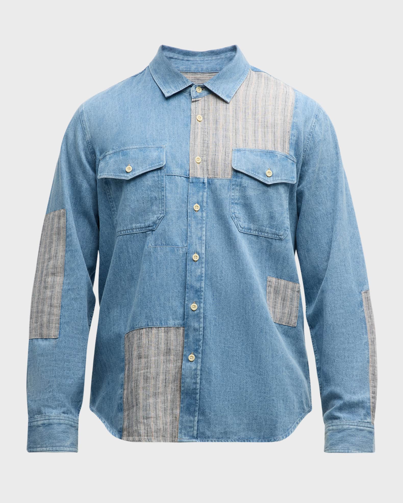 Rails Men's Larsen Patchwork Button-Down Shirt | Neiman Marcus