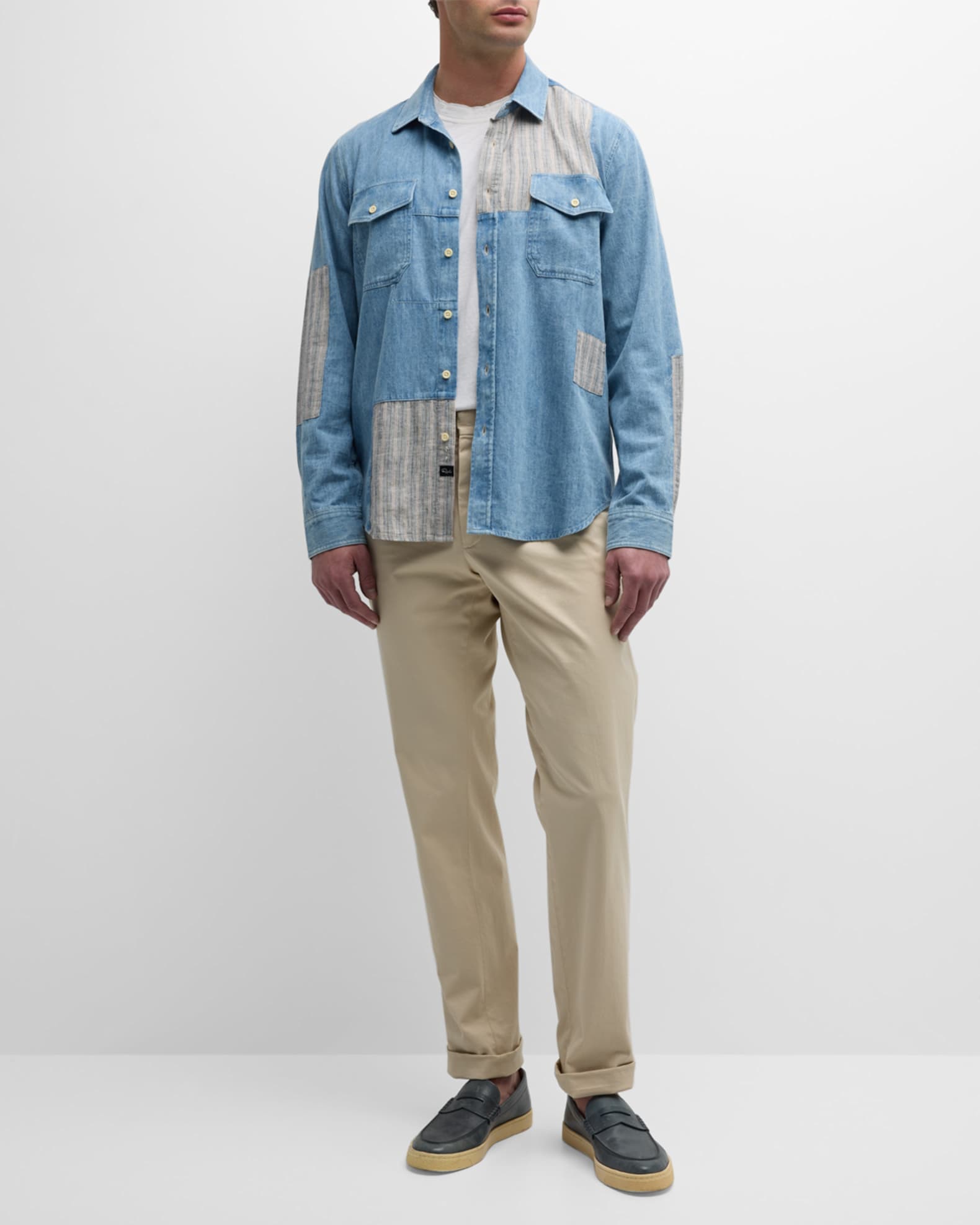Rails Men's Larsen Patchwork Button-Down Shirt | Neiman Marcus