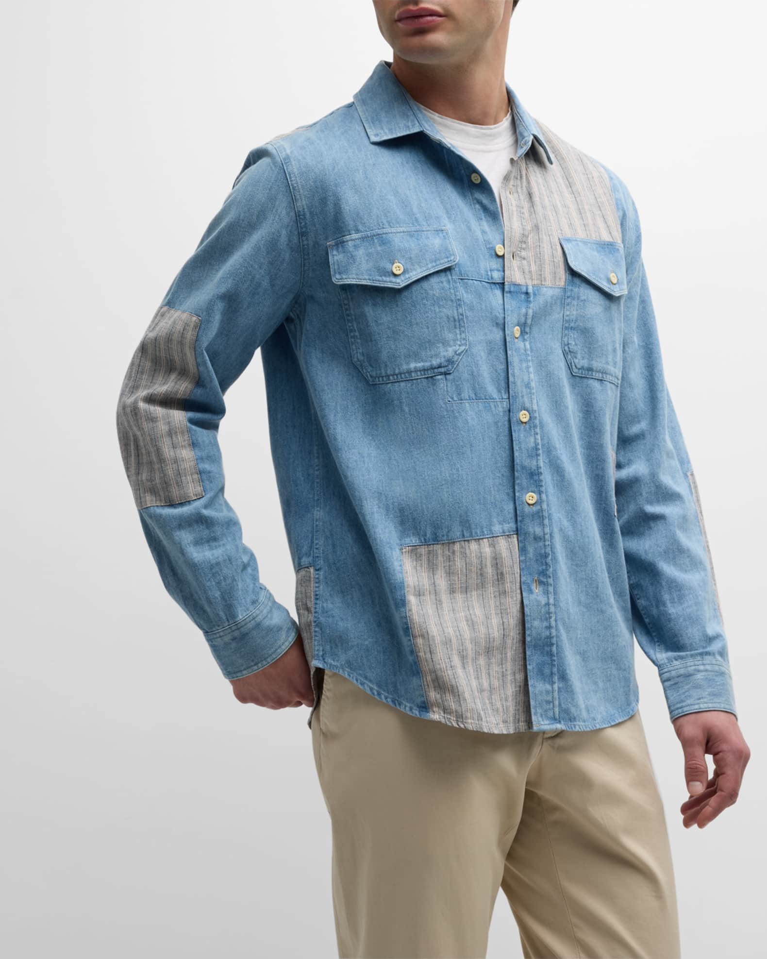 Rails Men's Larsen Patchwork Button-Down Shirt | Neiman Marcus