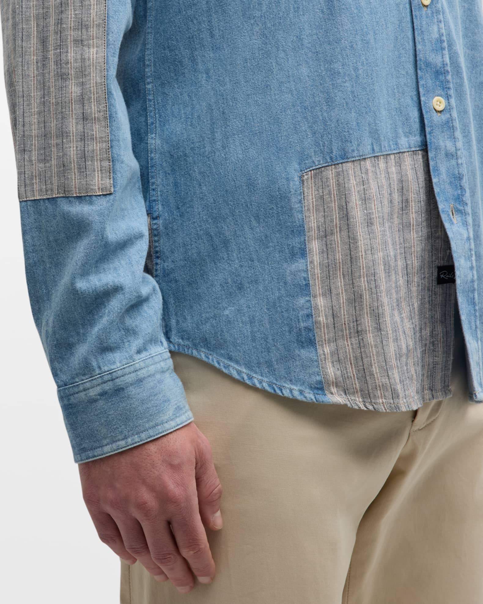Rails Men's Larsen Patchwork Button-Down Shirt | Neiman Marcus