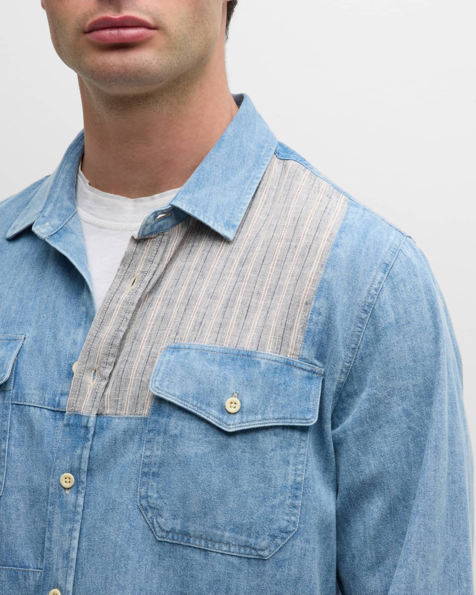 Rails Men's Larsen Patchwork Button-Down Shirt | Neiman Marcus