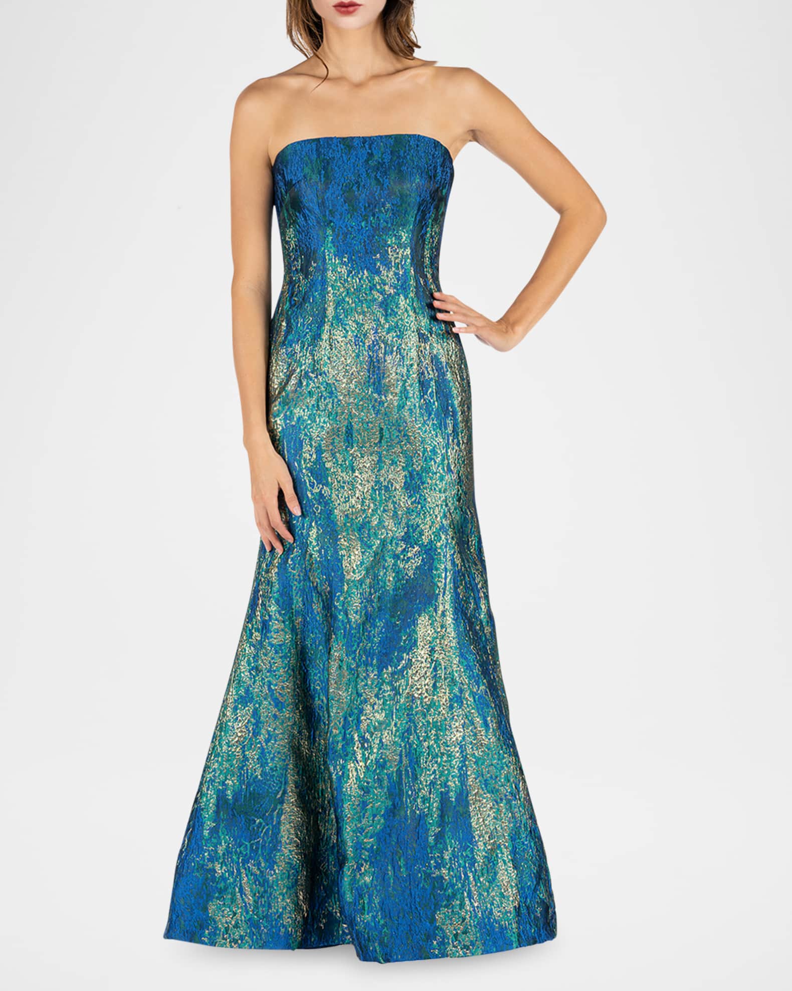 Rene Ruiz Collection Strapless Metallic Jacquard Trumpet Gown | Neiman ...