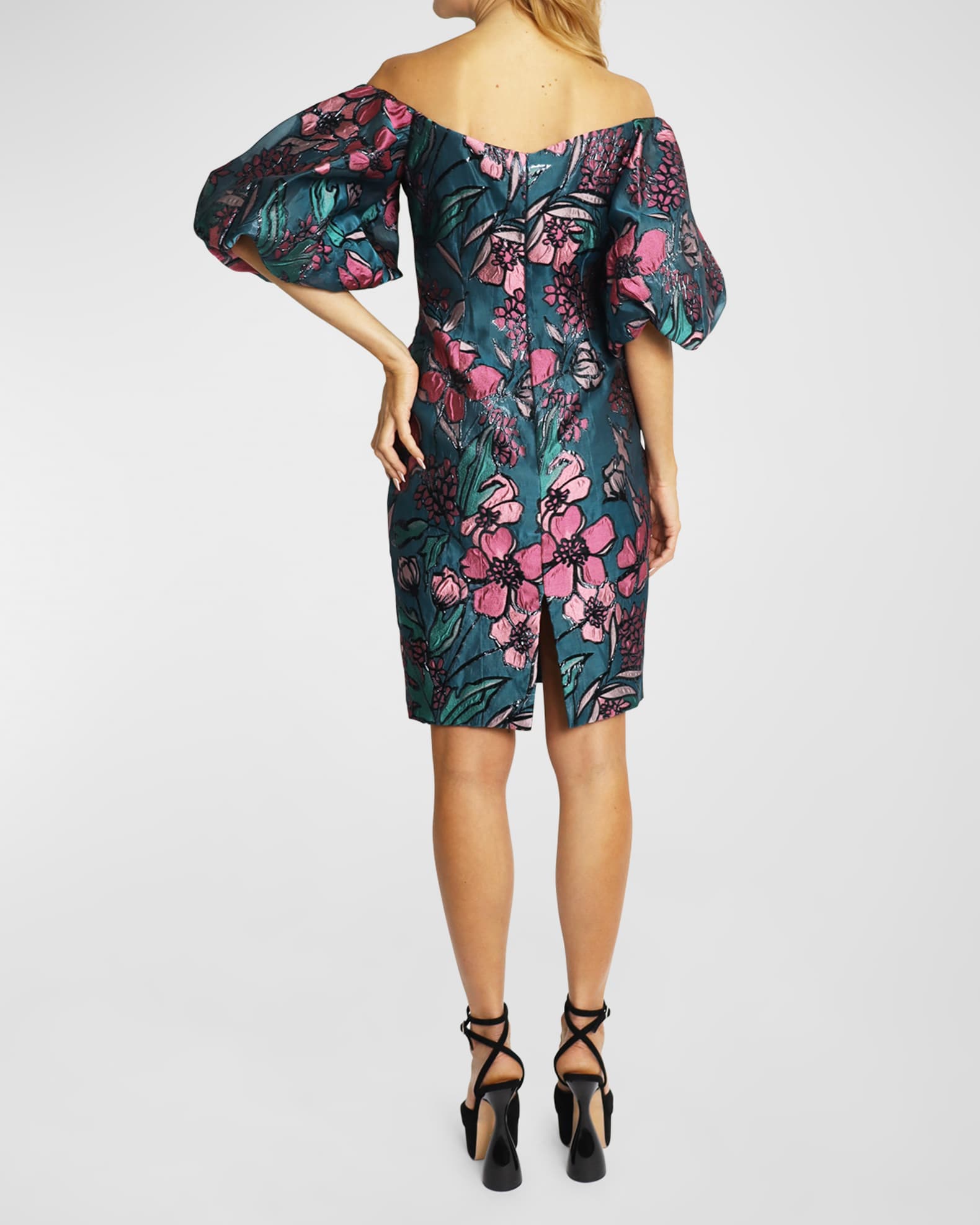 Rene Ruiz Collection Off-Shoulder Floral Fil Coupe Midi Dress | Neiman ...