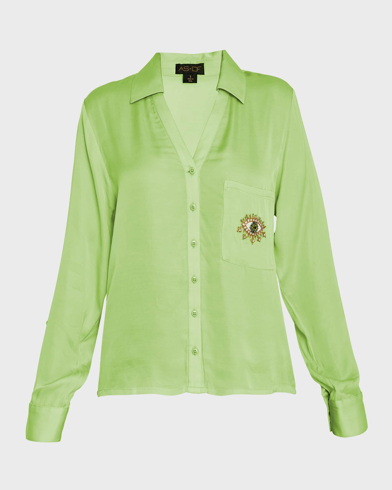 AS by DF Evil Eye Satin Blouse | Neiman Marcus
