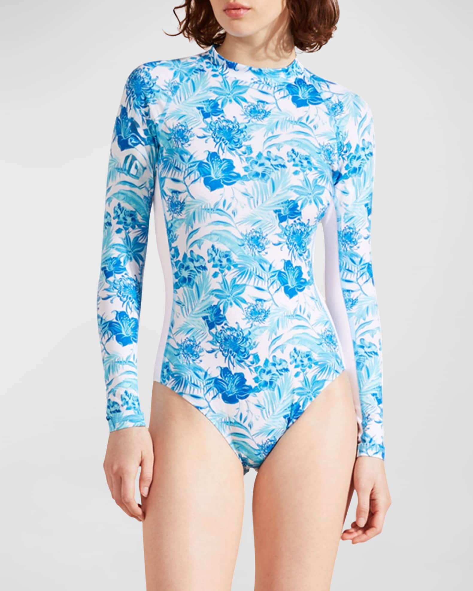Vilebrequin Tahiti Flowers Neoprene Rashguard One-Piece Swimsuit ...