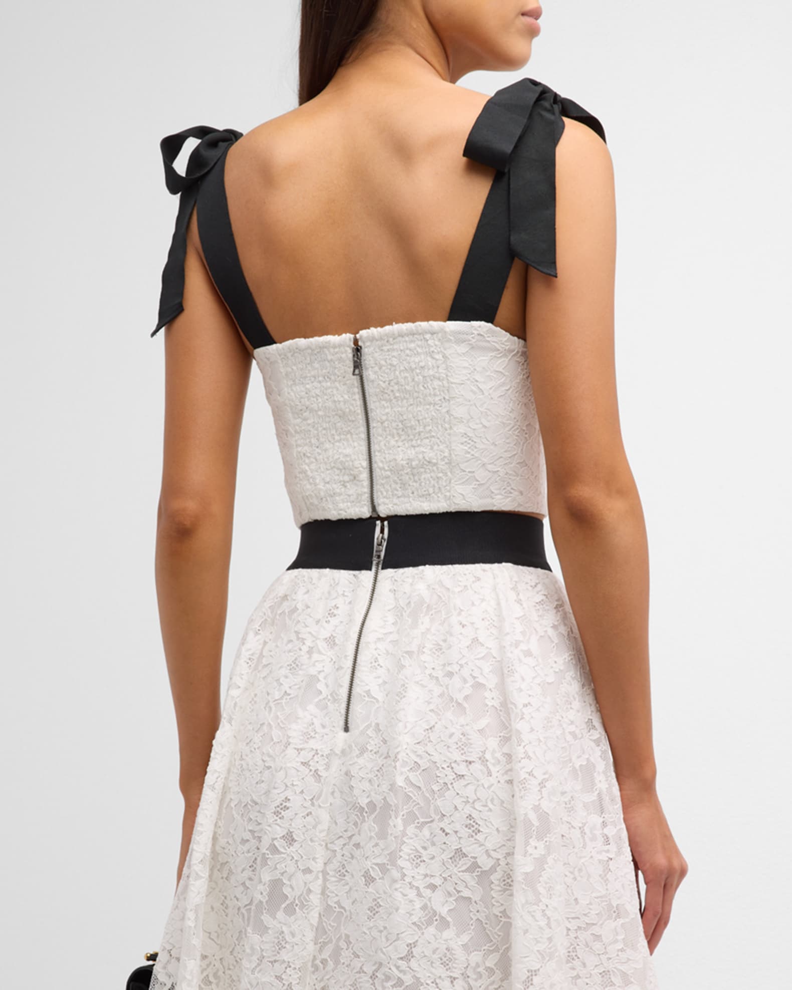 Alice + Olivia Clara Bow Strap Bustier Crop Top | Neiman Marcus