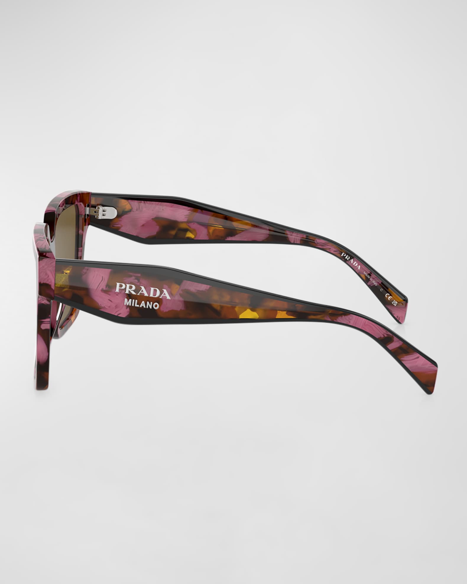 Prada Patterned Acetate & Plastic Square Sunglasses | Neiman Marcus
