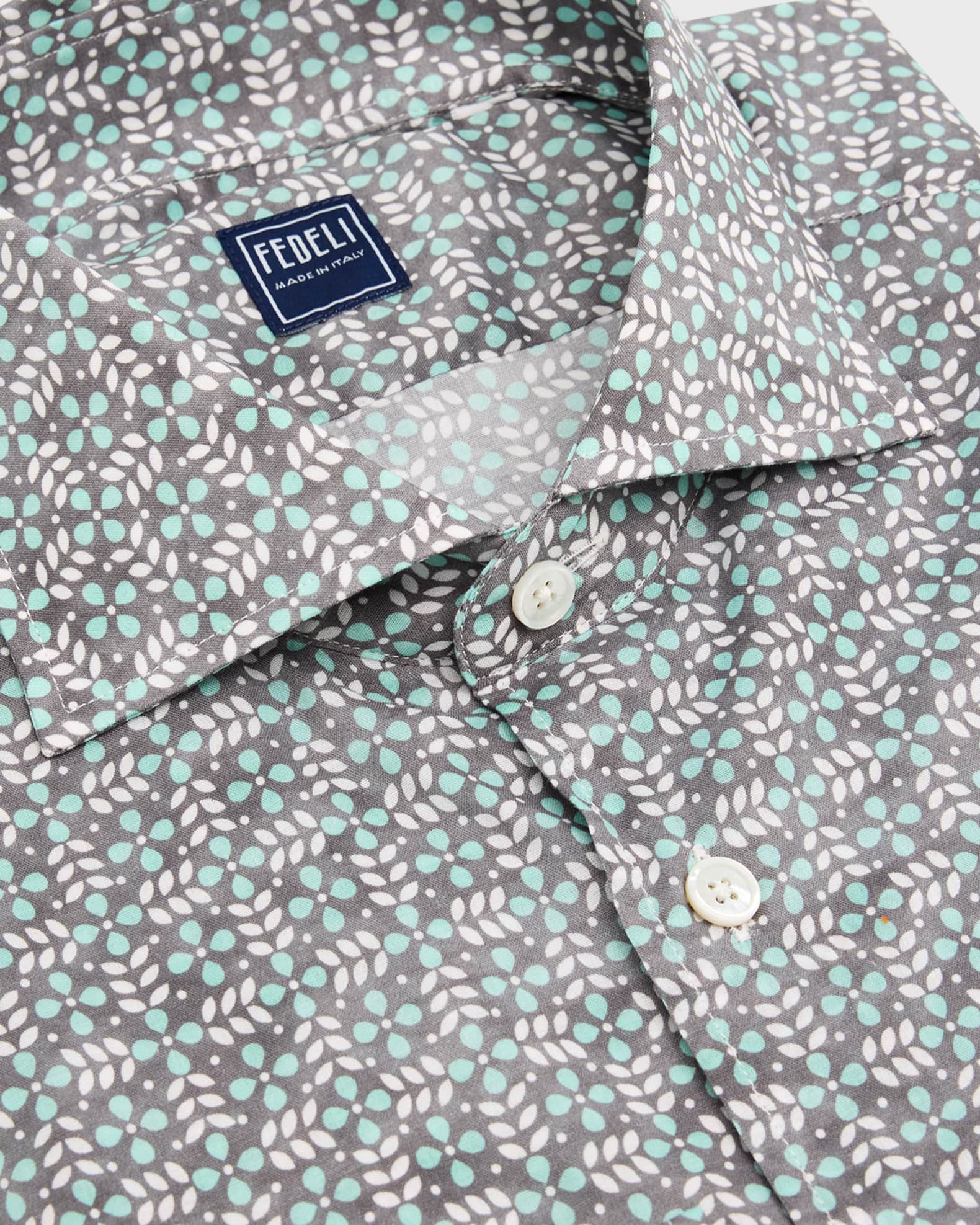 Fedeli Men's Sean Geometric Floral Dress Shirt | Neiman Marcus