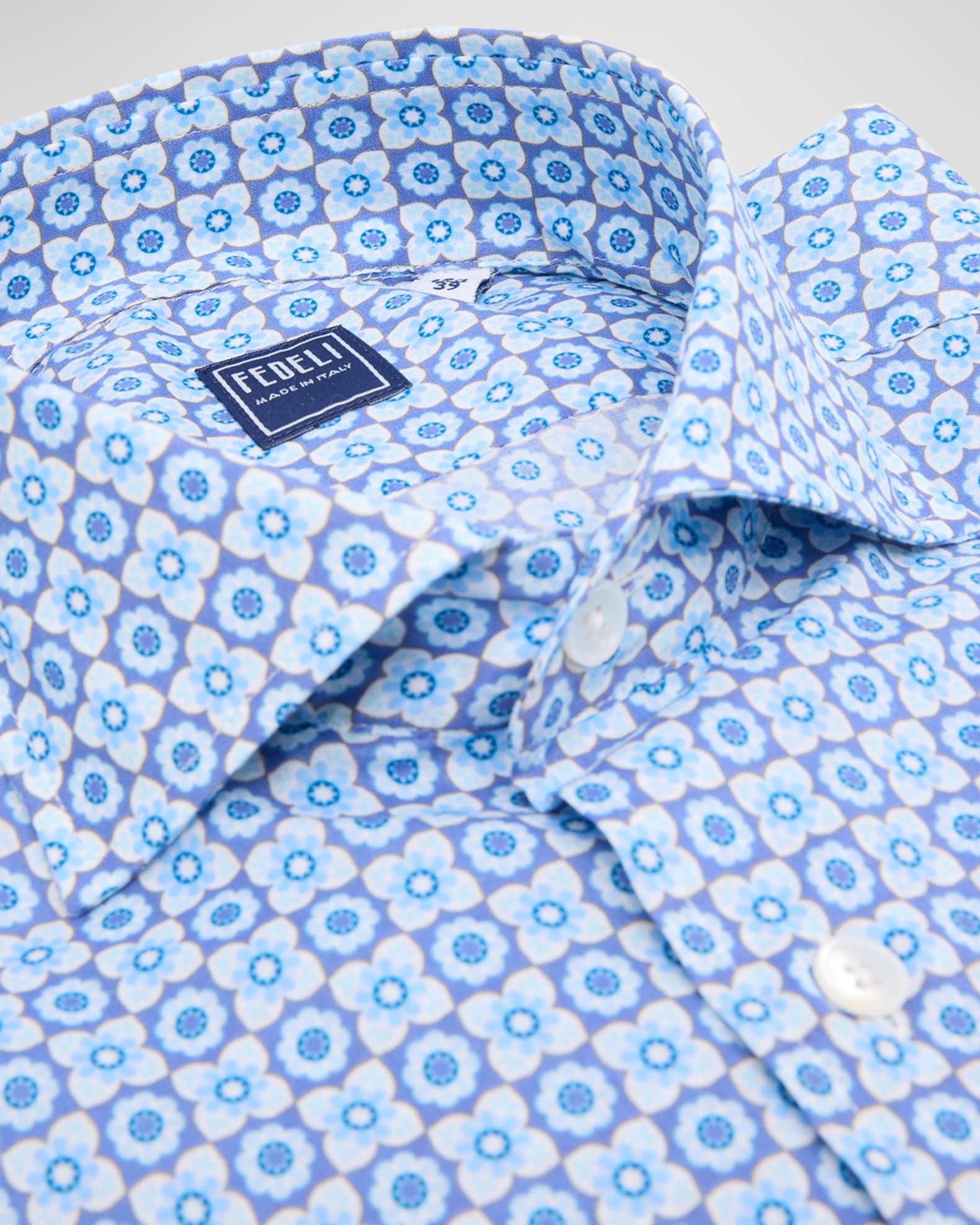 Fedeli Men's Sean Geometric Floral Dress Shirt | Neiman Marcus