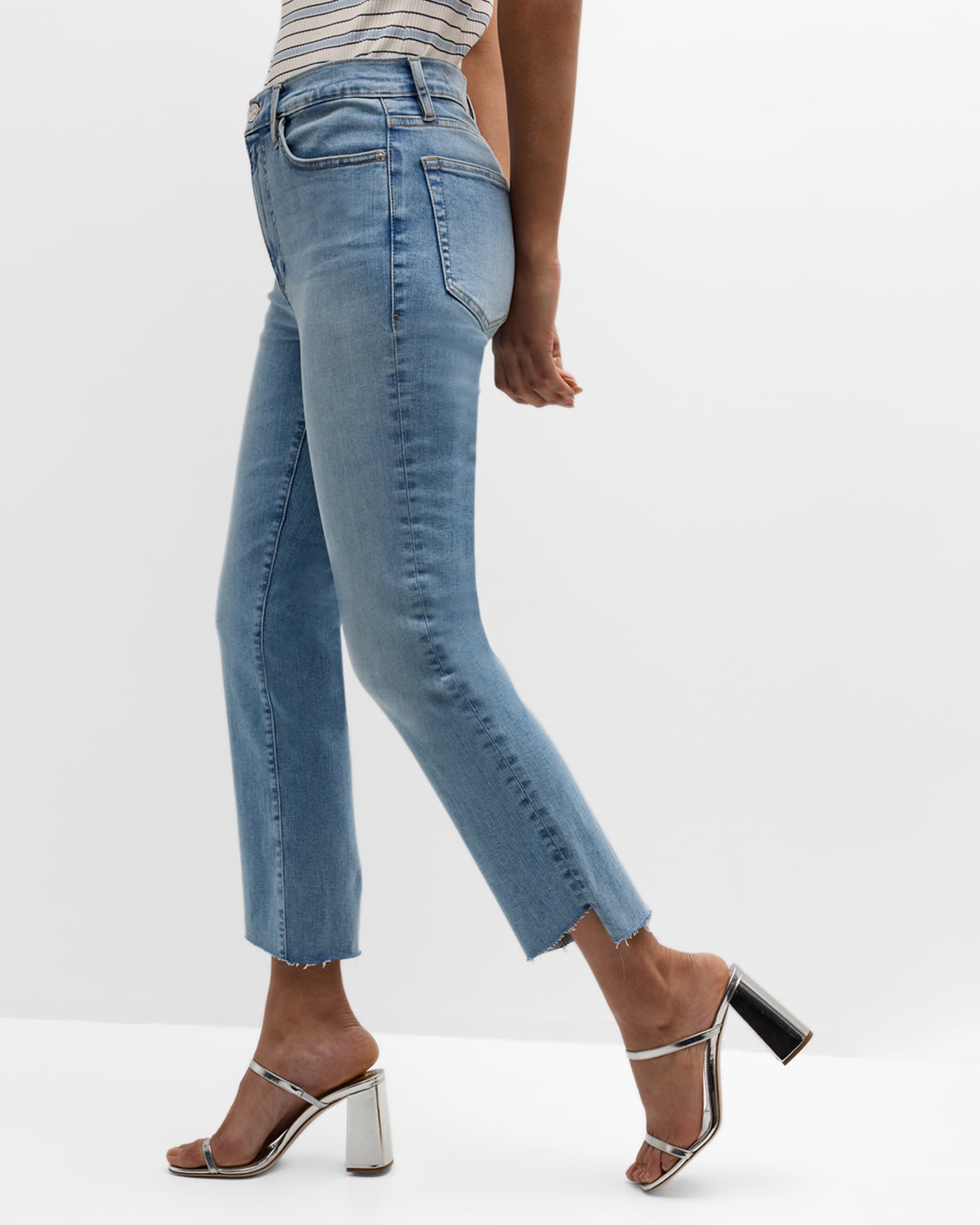 FRAME Le High Straight Cascade Hem Jeans | Neiman Marcus