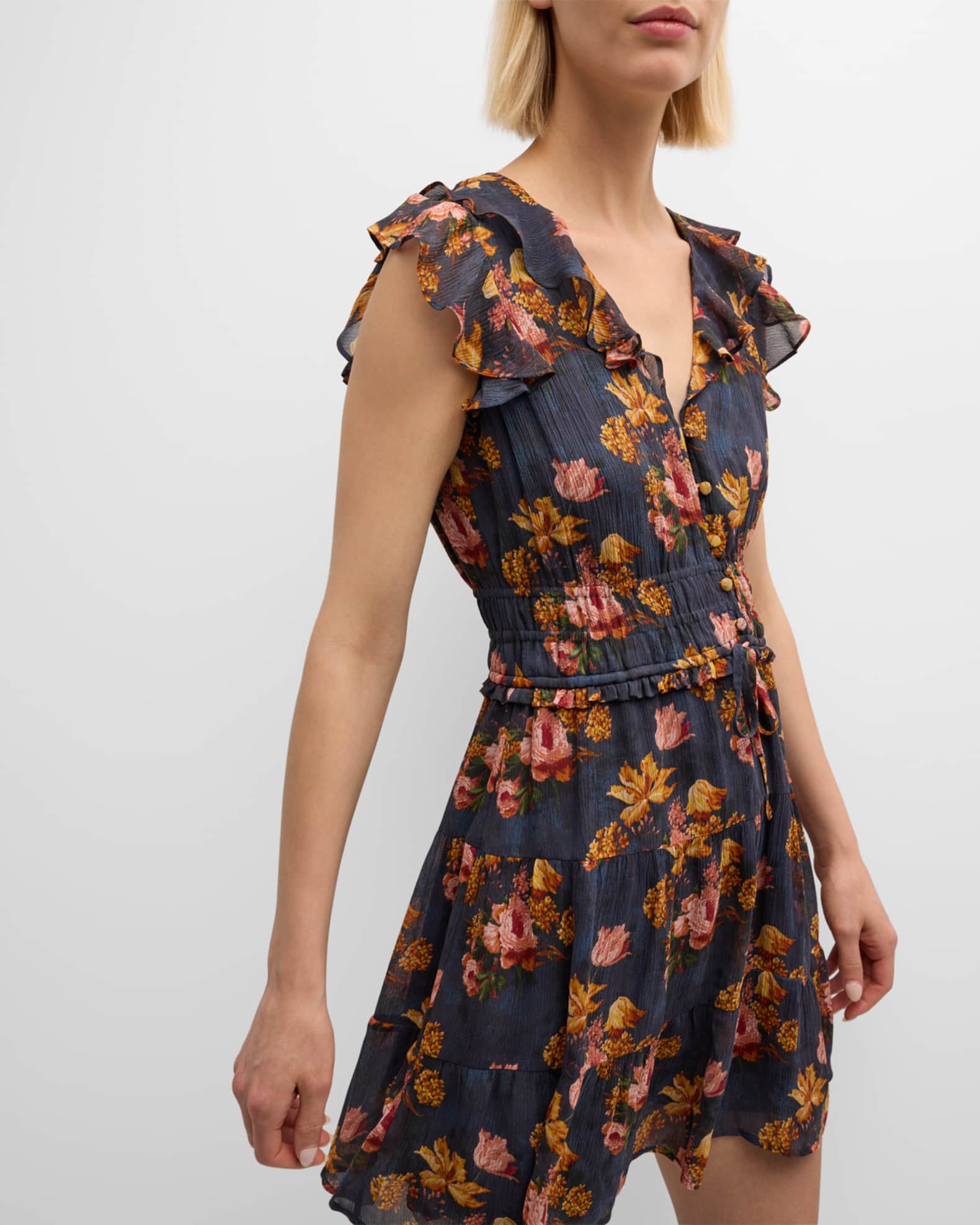 PAIGE Paradis Floral Silk Mini Dress | Neiman Marcus