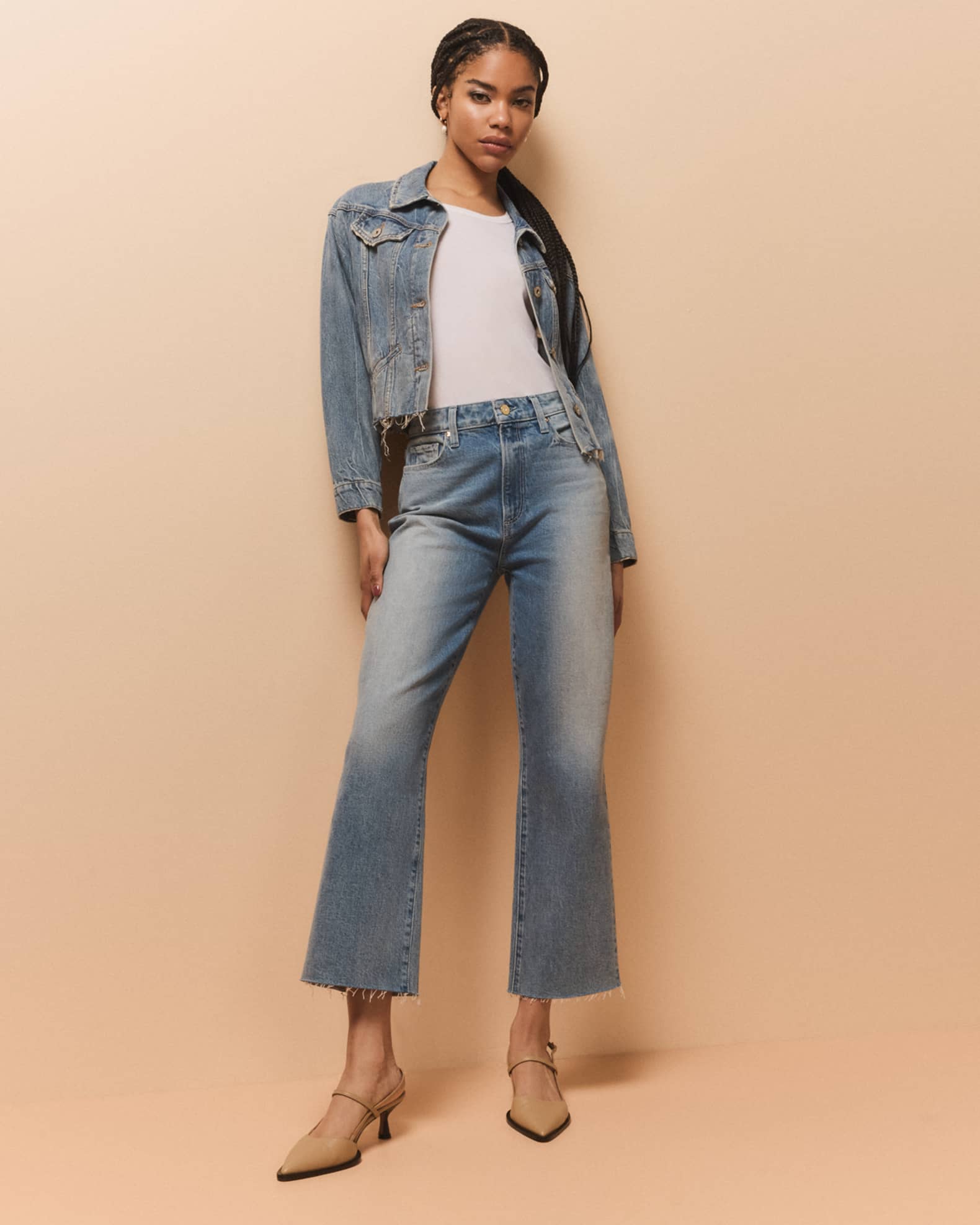 PAIGE Courtney Flare Raw Hem Jeans | Neiman Marcus