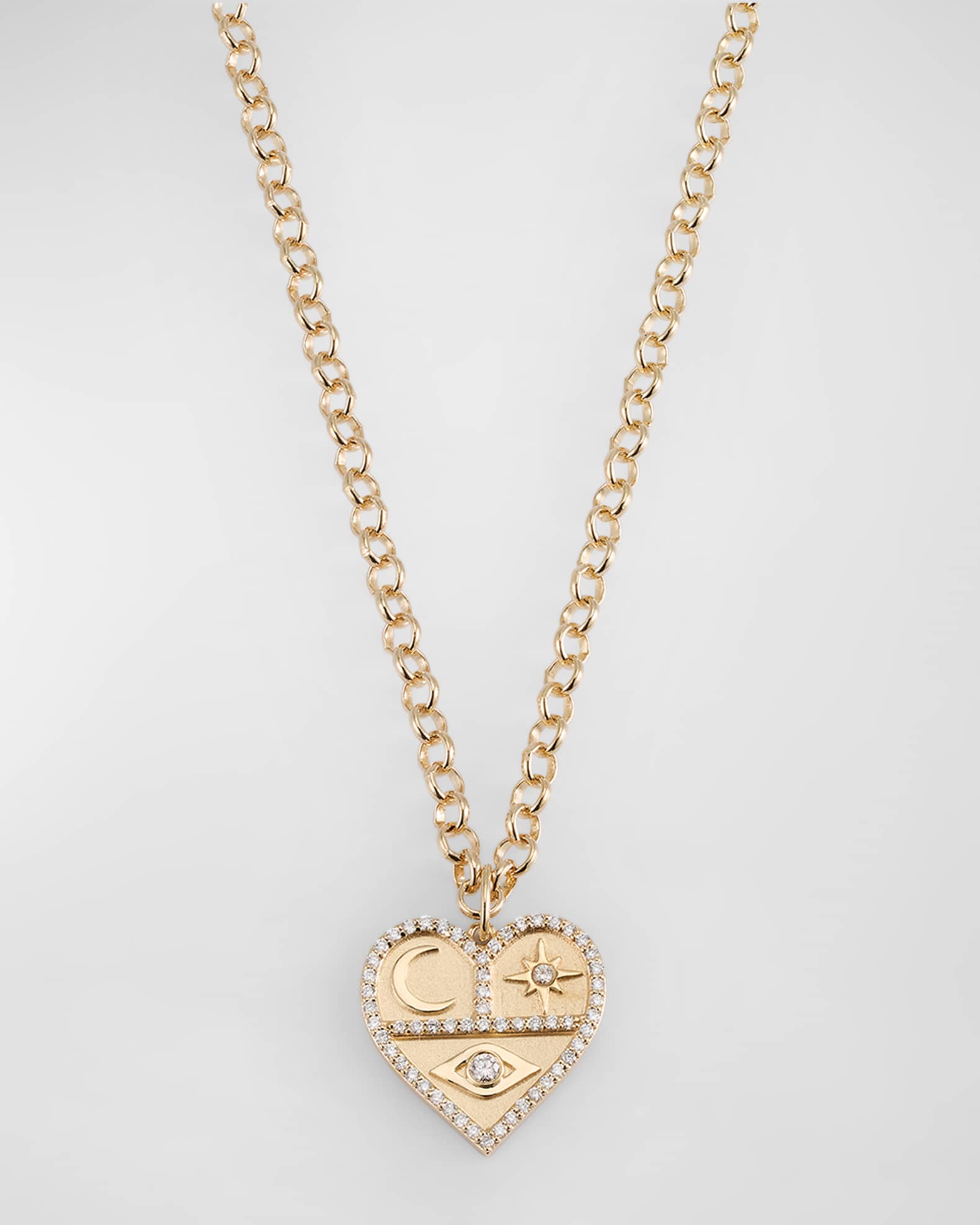 Sydney Evan Heart Icon Charm Chain Necklace with Diamonds | Neiman Marcus