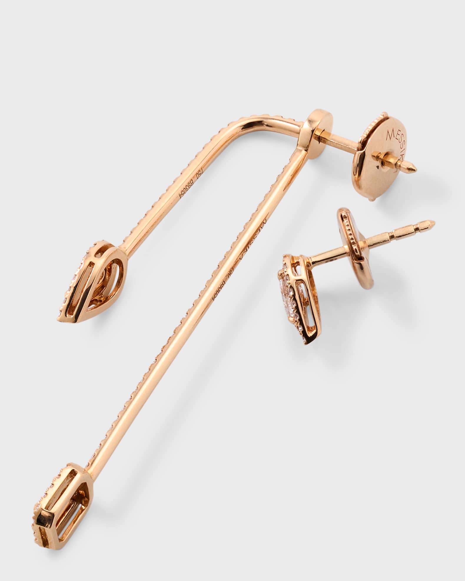Messika My Twin 18K Rose Gold Diamond Mismatch Earrings | Neiman Marcus