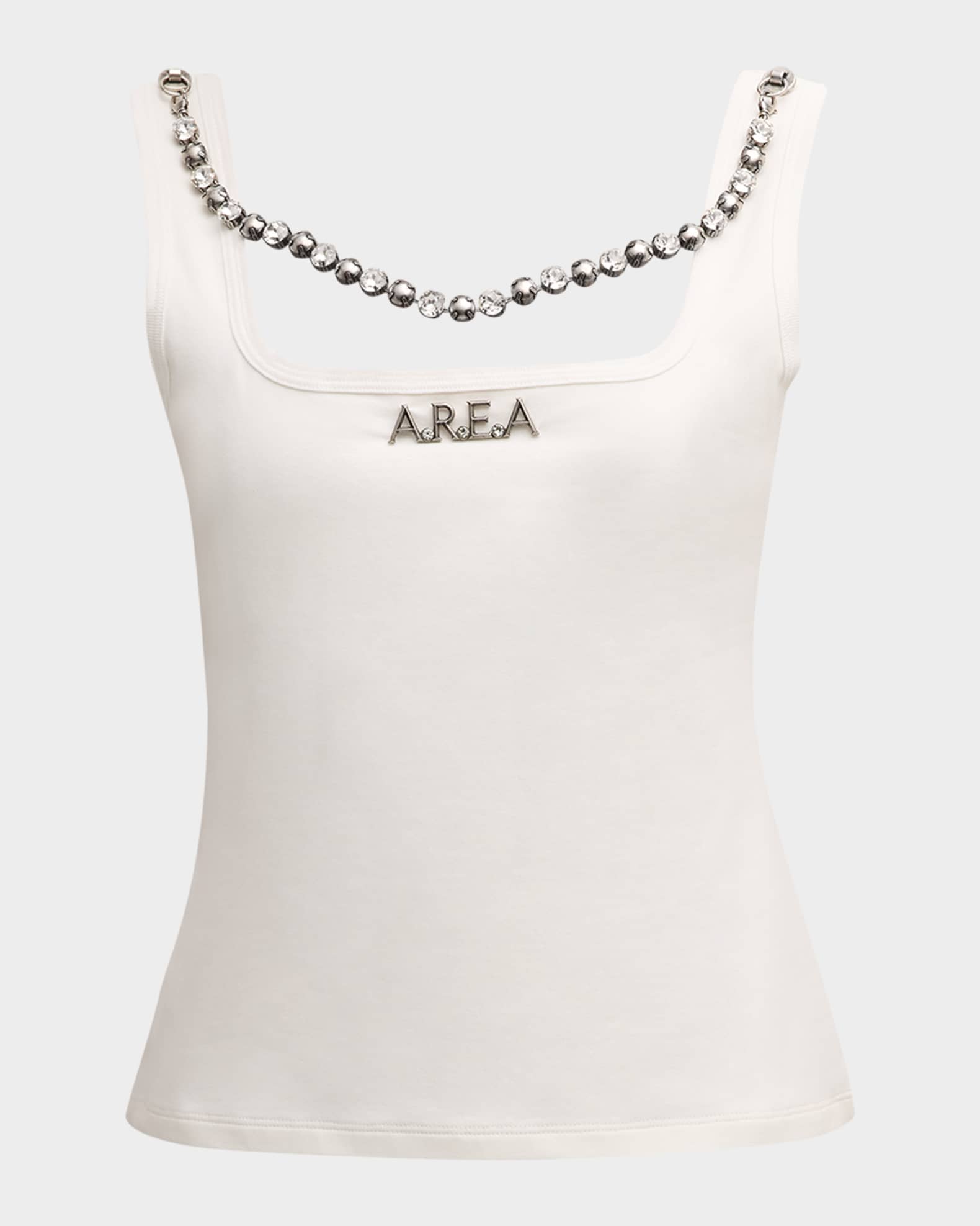 AREA Area Nameplate Crystal-Chain Tank Top | Neiman Marcus