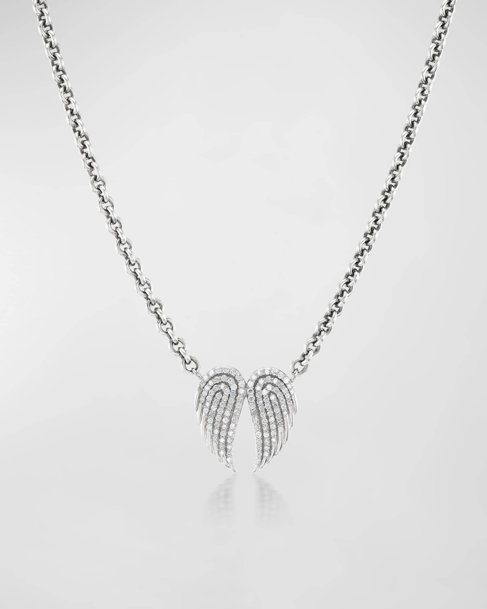 Sheryl Lowe Pave Diamond Angel Wing Chain Necklace | Neiman Marcus