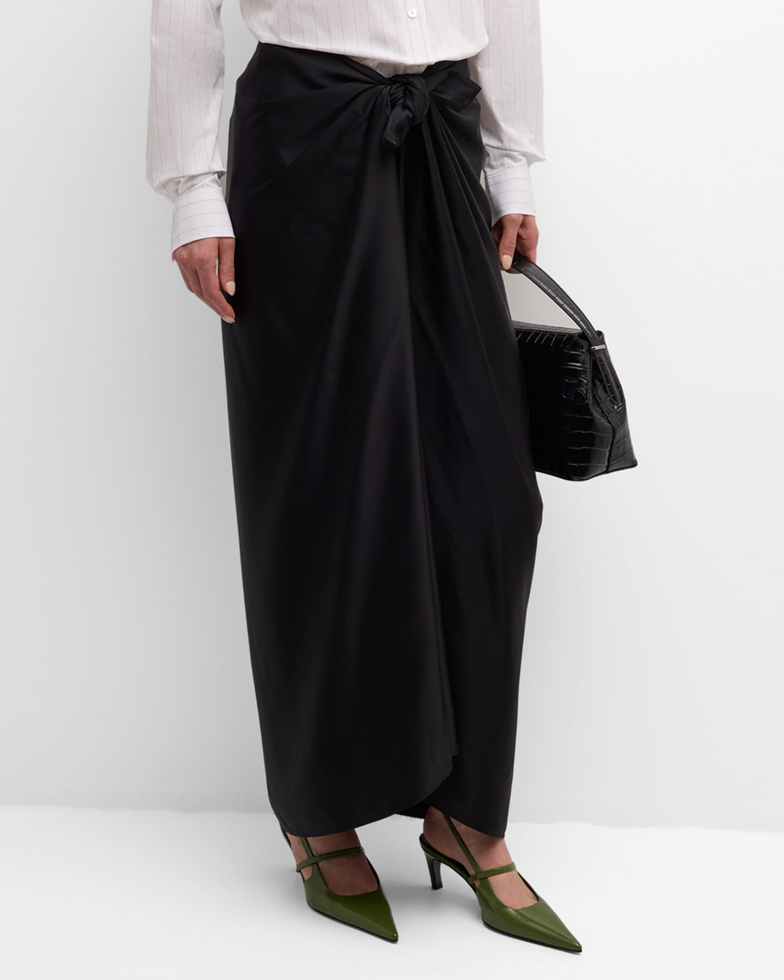 Toteme Satin Knot Maxi Skirt | Neiman Marcus