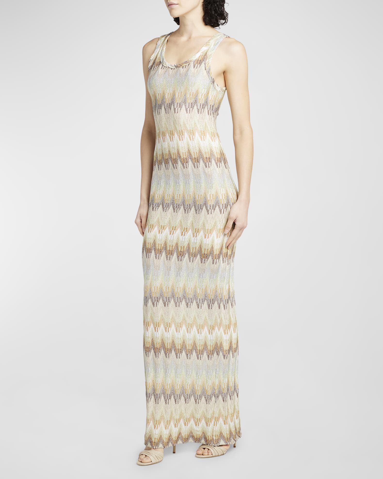 Missoni Scoop-Neck Sleeveless Metallic Chevron Knit Maxi Dress | Neiman ...