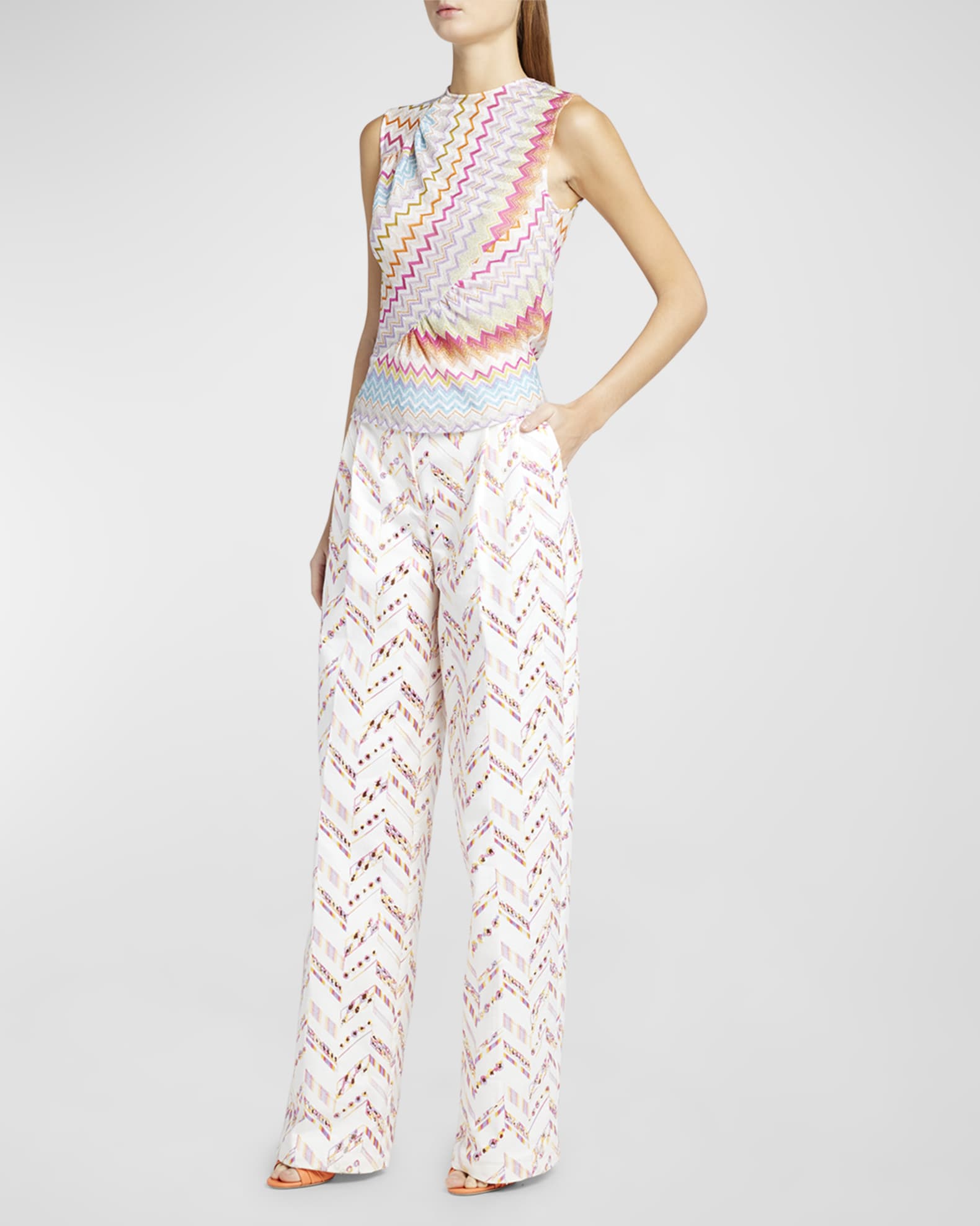 Missoni Paneled Metallic Chevron Knit Sleeveless Top | Neiman Marcus