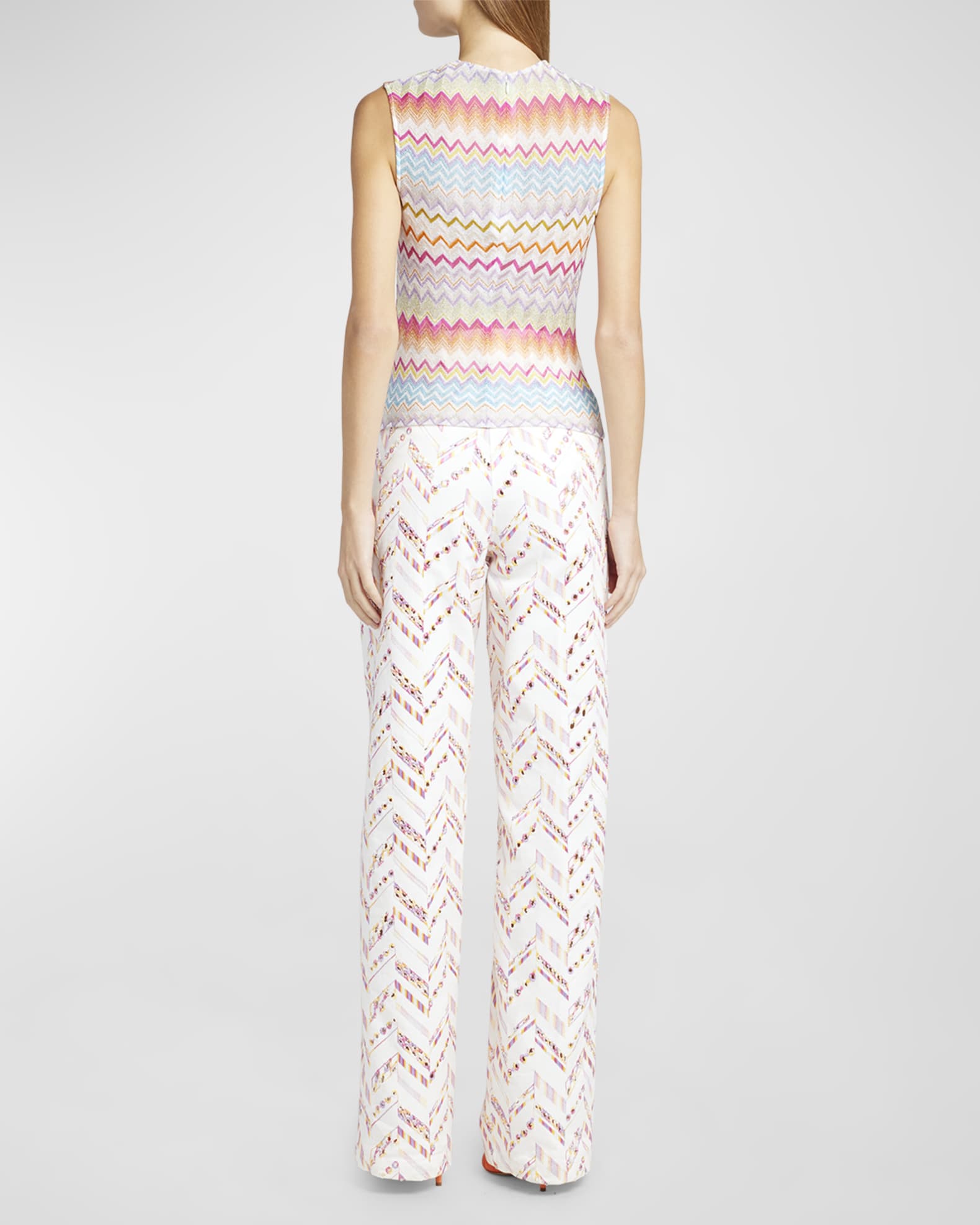 Missoni Paneled Metallic Chevron Knit Sleeveless Top | Neiman Marcus