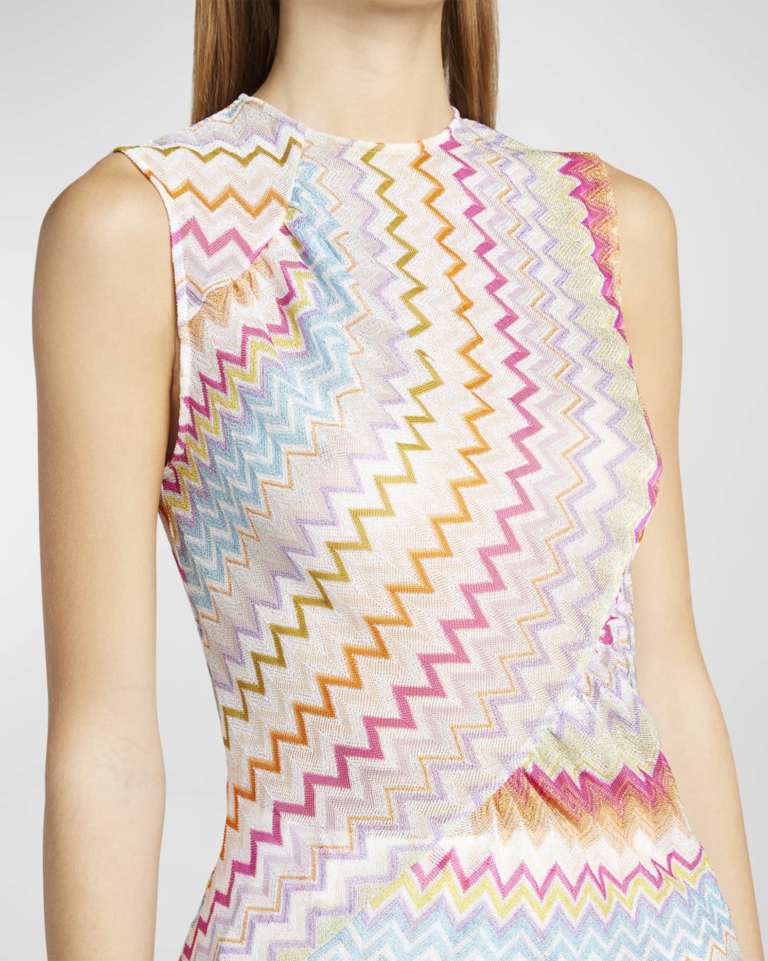 Missoni Paneled Metallic Chevron Knit Sleeveless Top | Neiman Marcus
