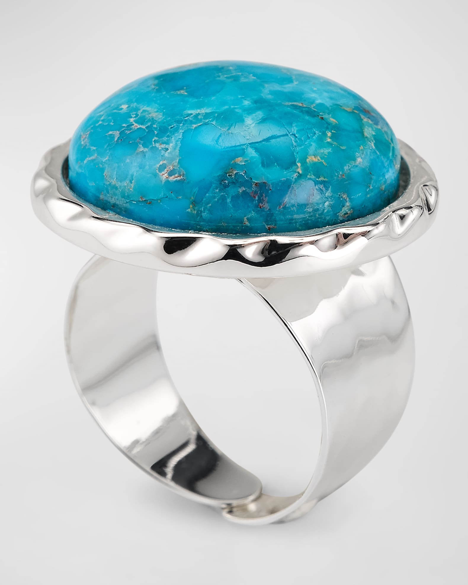 NEST Jewelry Turquoise and Silver Bezel Adjustable Statement Ring ...