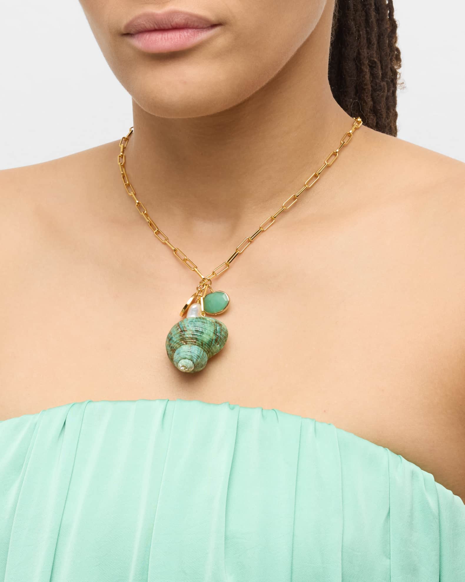 NEST Jewelry Green Seashell Charm Necklace | Neiman Marcus