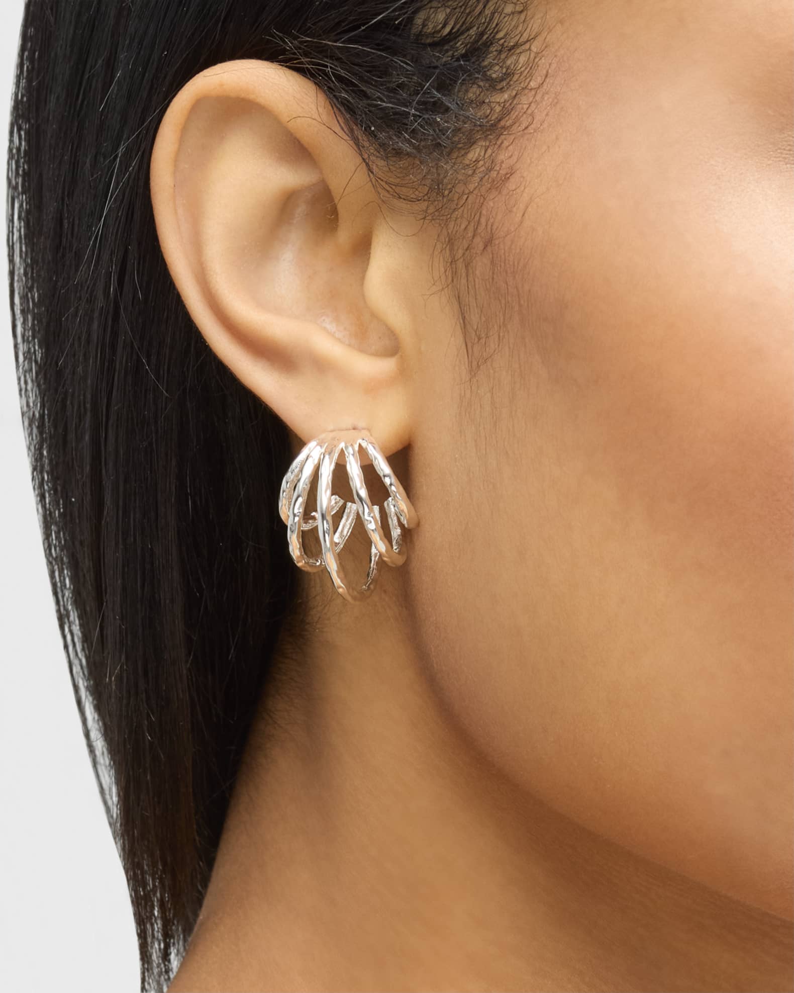 NEST Jewelry Silver Hammered Multi-Hoop Earrings | Neiman Marcus
