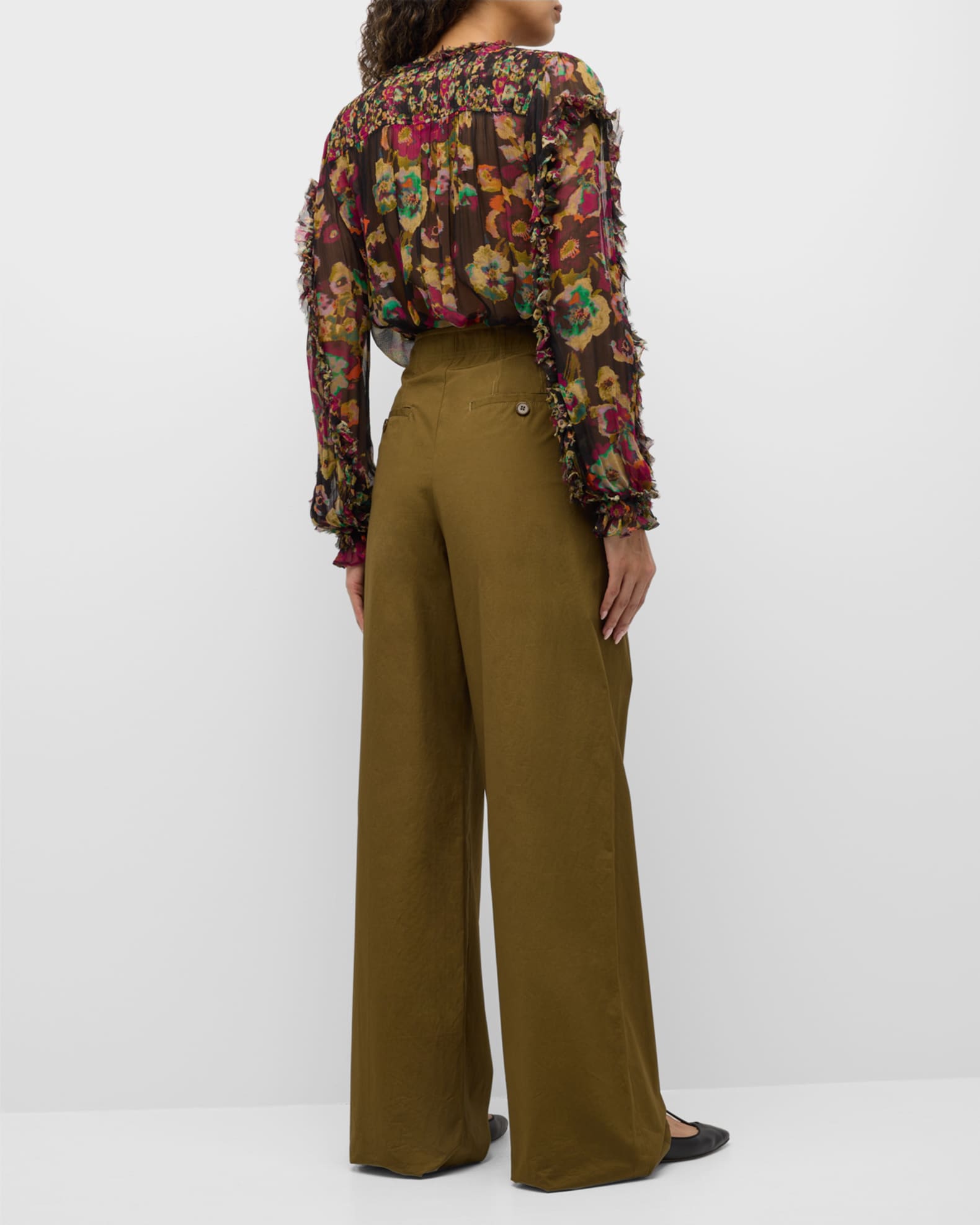 Ulla Johnson Lani Wide-Leg Cotton Twill Pants | Neiman Marcus