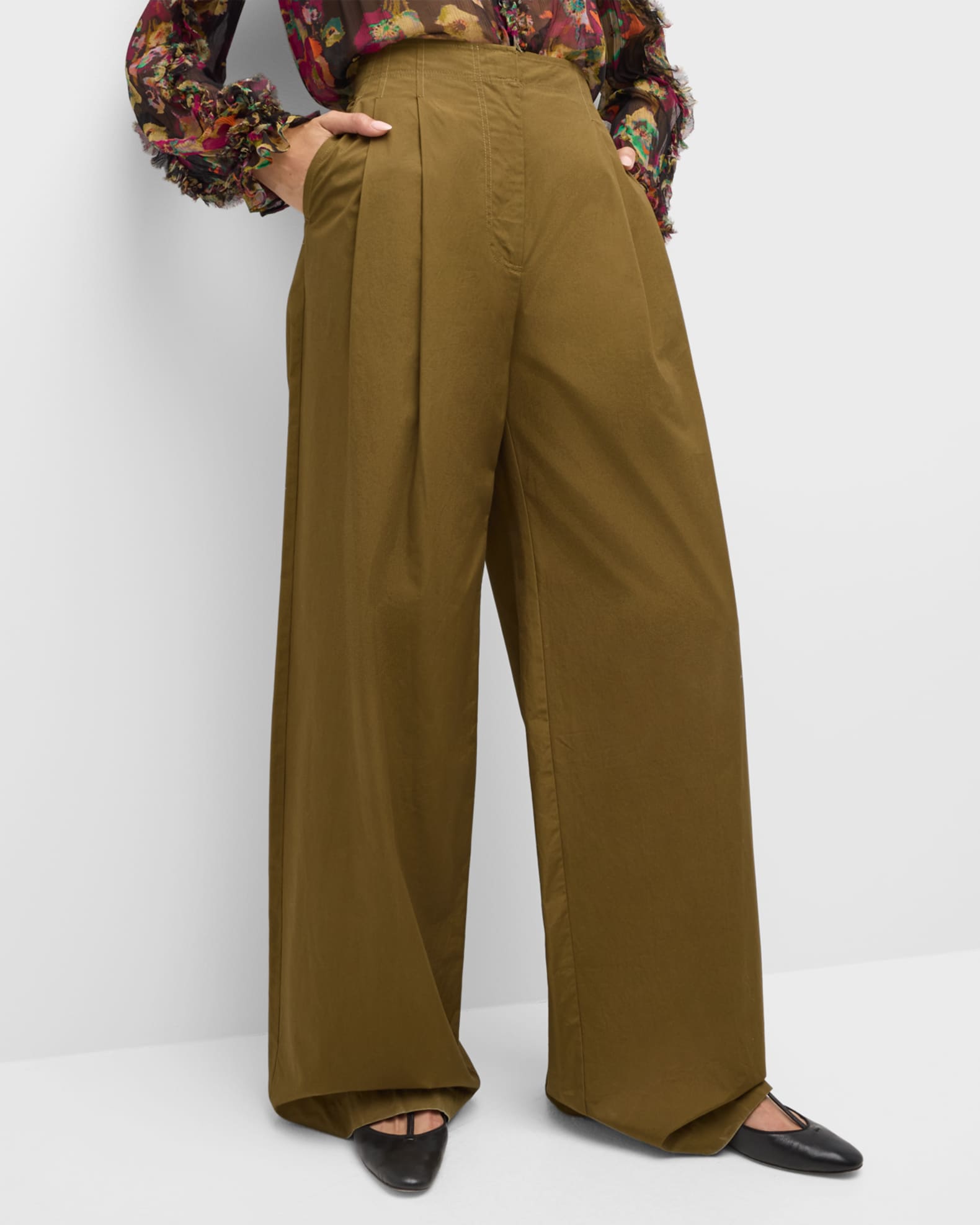Ulla Johnson Lani Wide-Leg Cotton Twill Pants | Neiman Marcus