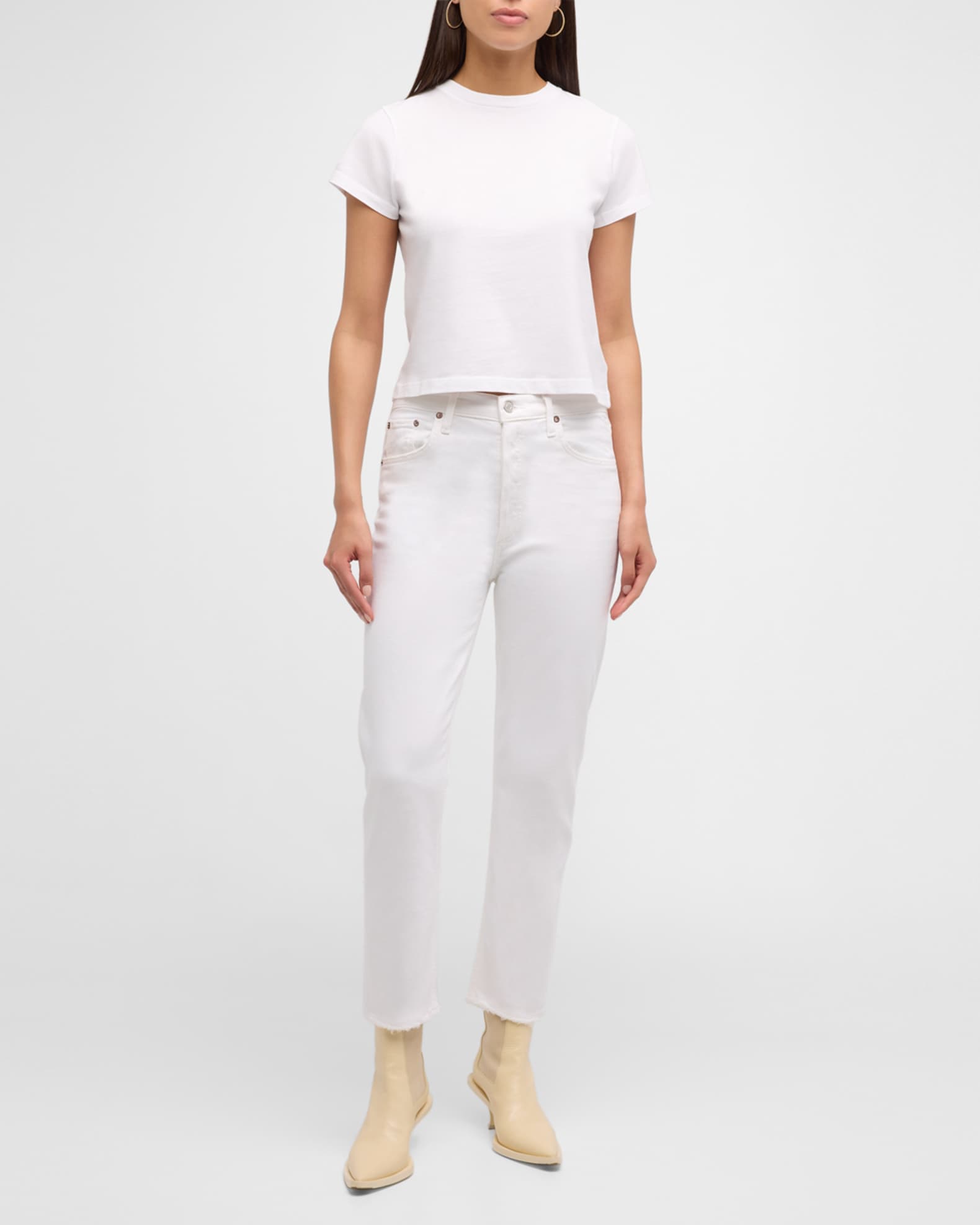 AGOLDE Riley High-Rise Straight Cropped Denim Jeans | Neiman Marcus