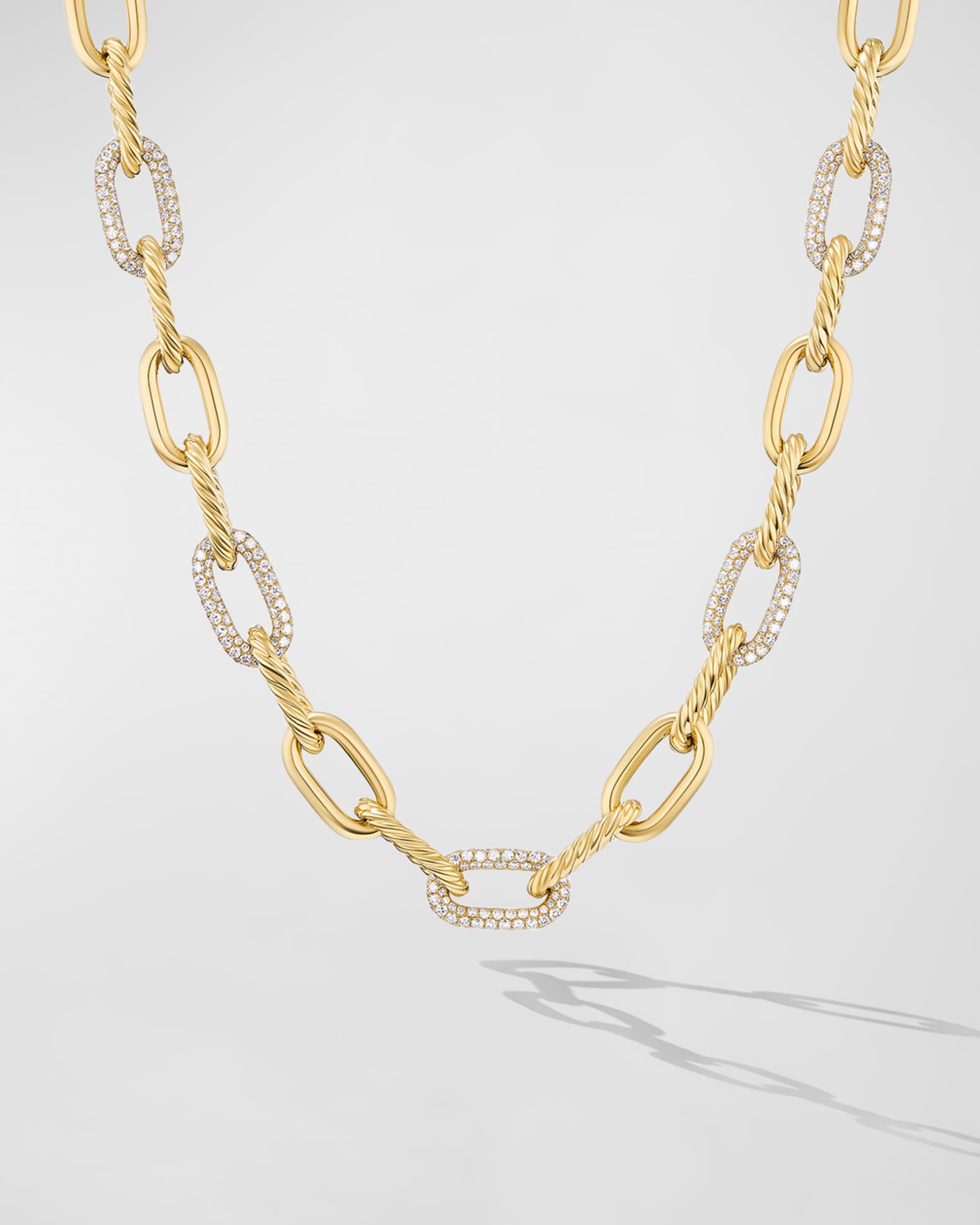 David Yurman Madison Chain Necklace with Diamonds in 18K Gold, 11mm, 18.5"L | Neiman Marcus