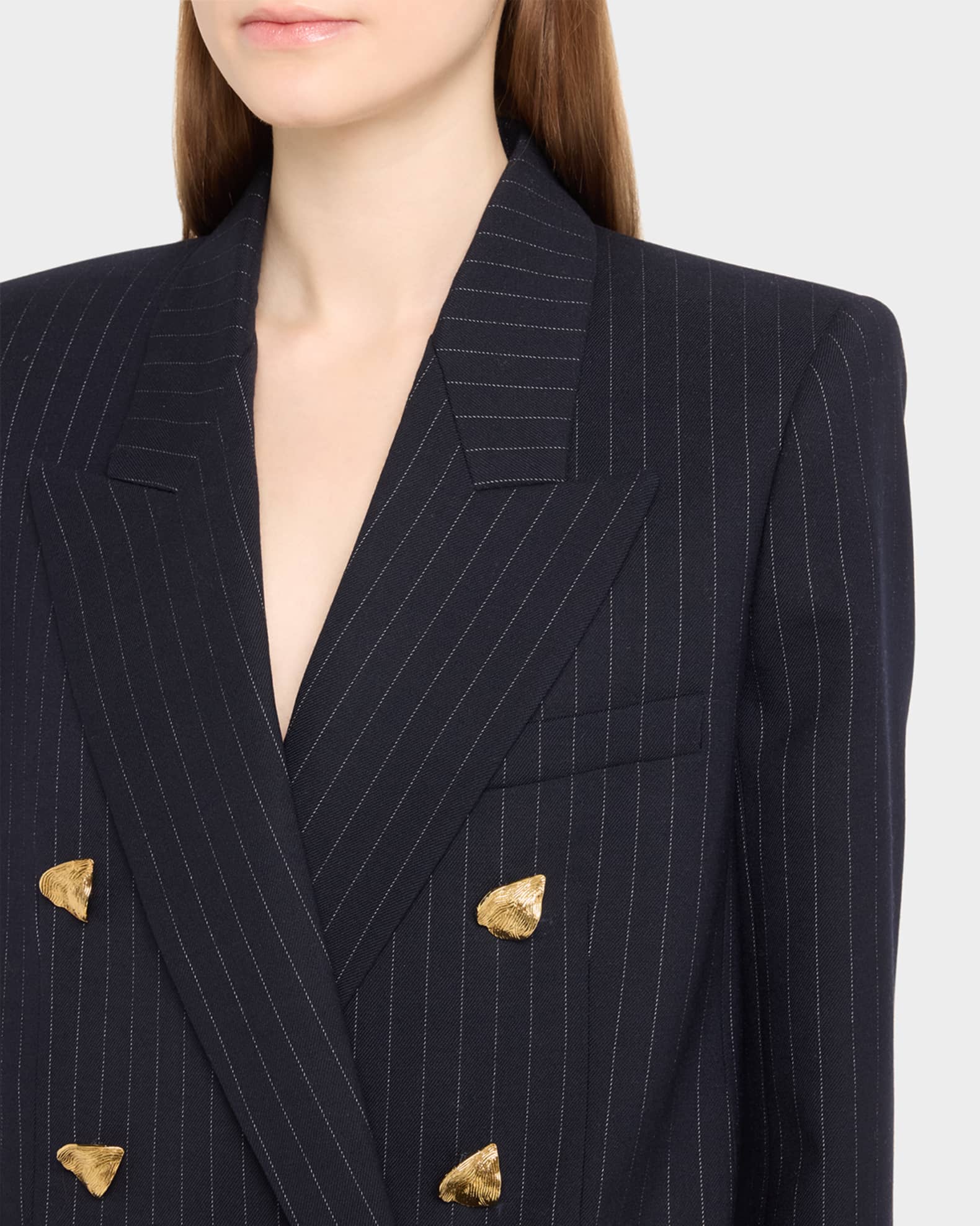 Oscar de la Renta Pinstripe Tailoring Jacket with Gold-Tone Buttons ...