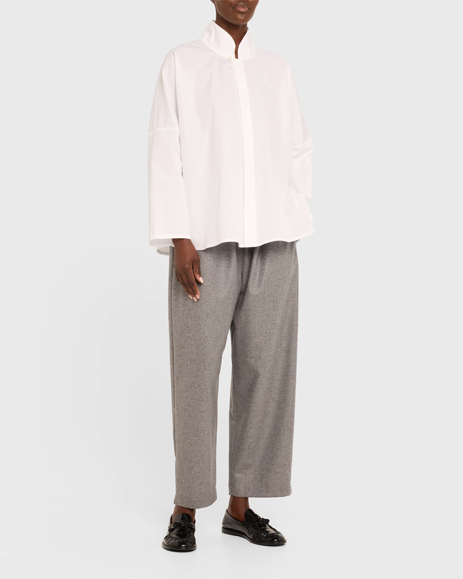 Eskandar Chinese Imperial Shirt with Chinese Collar (Mid Plus Length ...