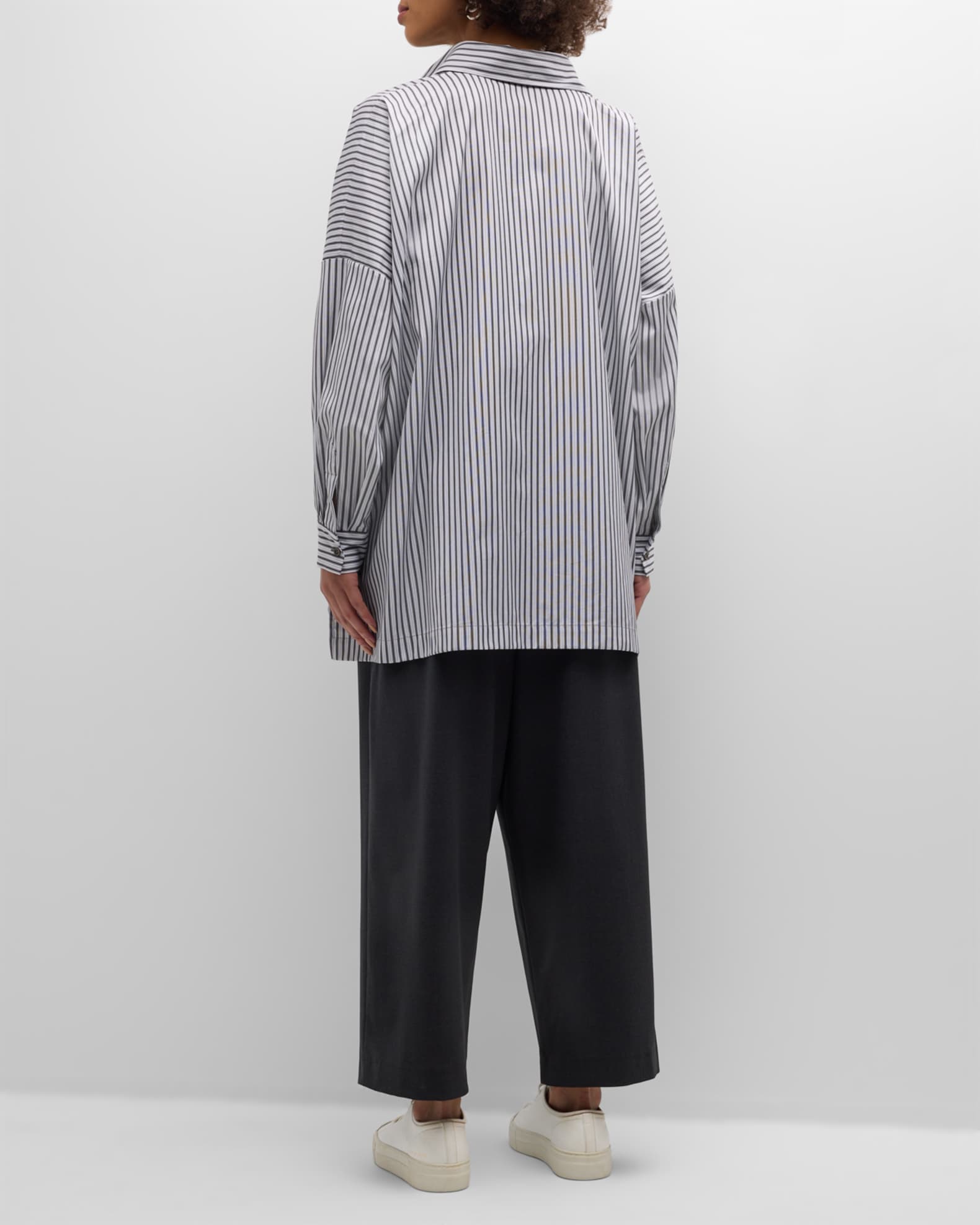 Eskandar Wide Longer Back Shirt with Stripes | Neiman Marcus