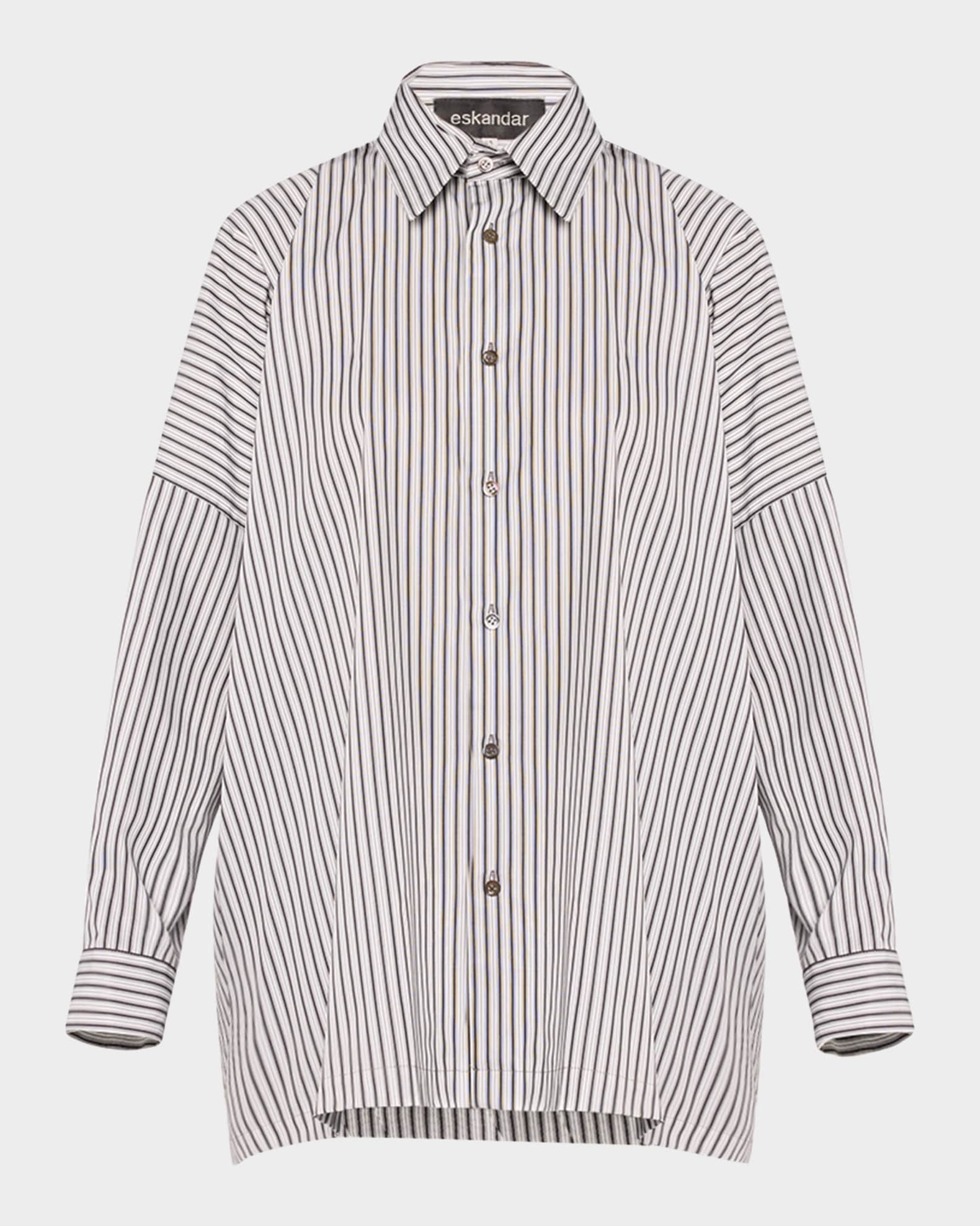 Eskandar Wide Longer Back Shirt with Stripes | Neiman Marcus