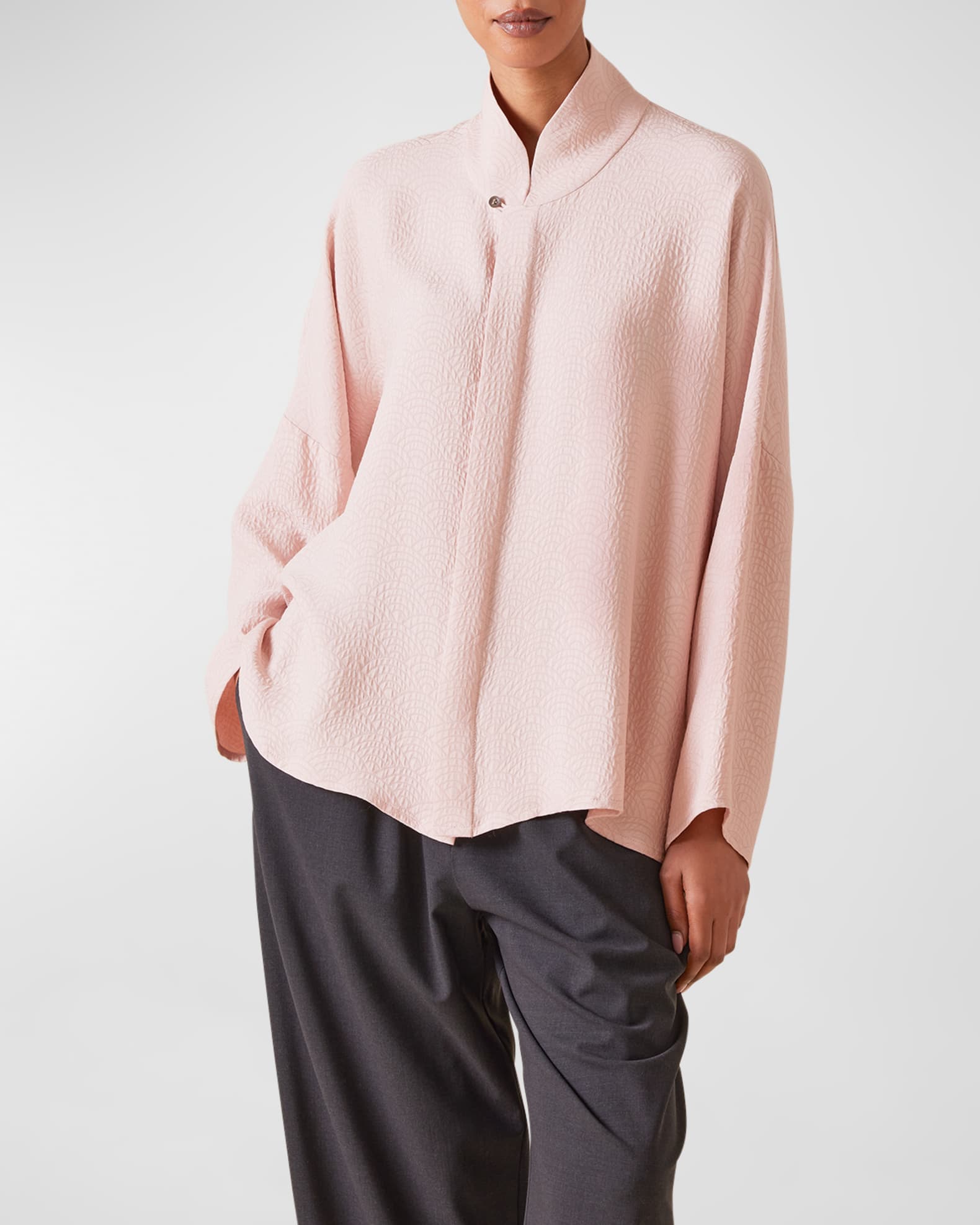 Eskandar Chinese Imperial Shirt with Chinese Collar (Mid Plus Length ...