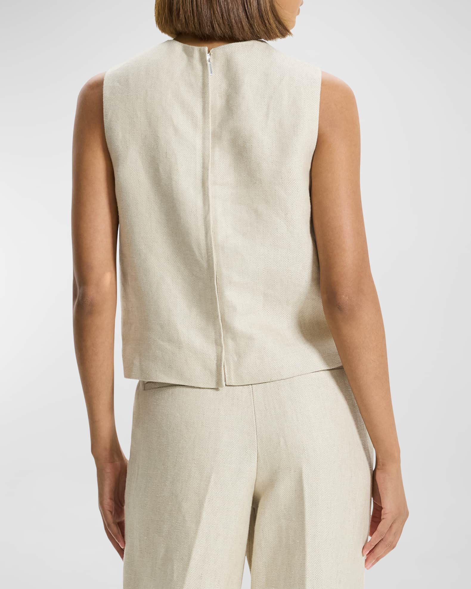Theory Linen Tweed Sleeveless Shell | Neiman Marcus