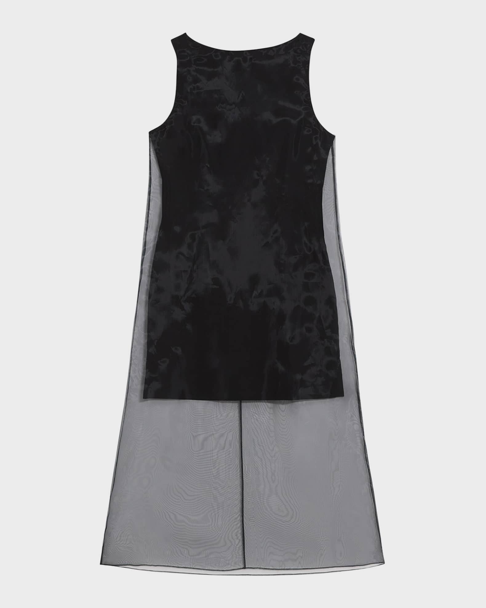 Theory Sleeveless Organza Overlay Boat-Neck Midi Dress | Neiman Marcus