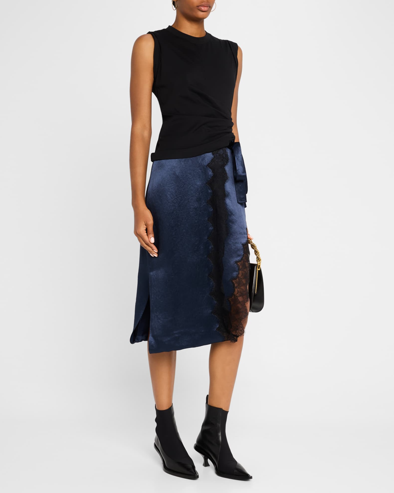 3.1 Phillip Lim Endless Loop T-Shirt Combo Dress with Lace | Neiman Marcus