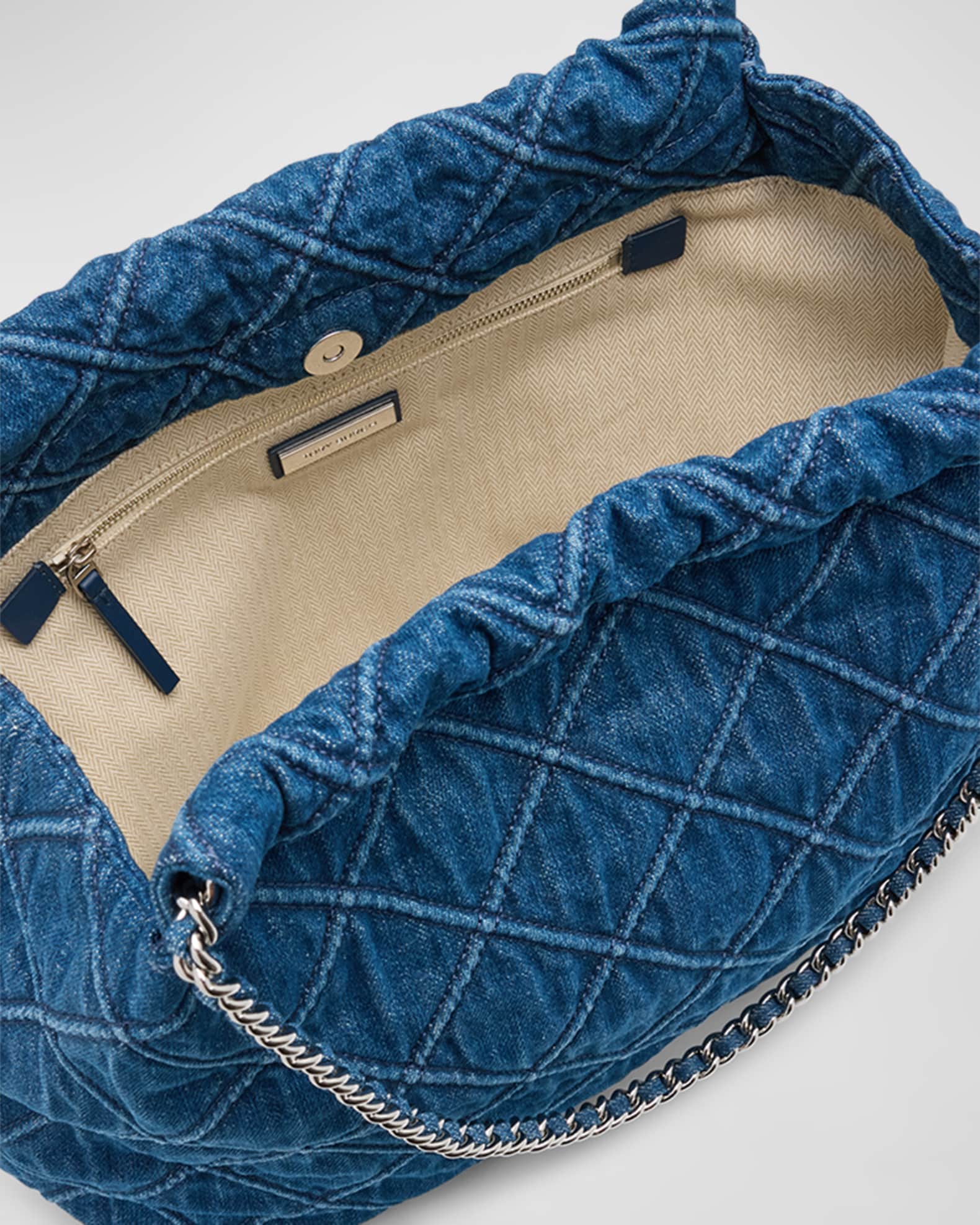 Tory Burch Fleming Drawstring Denim Hobo Bag | Neiman Marcus