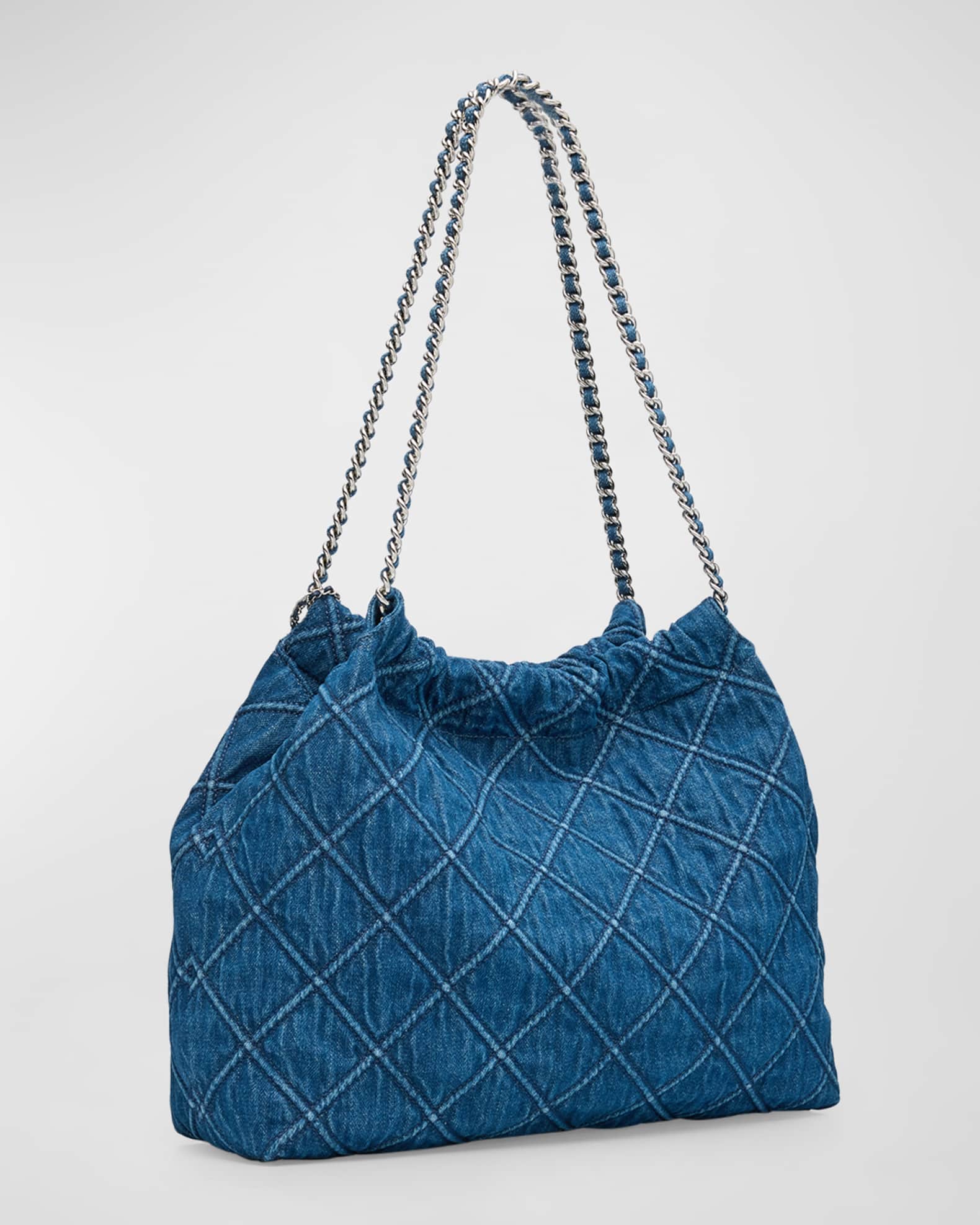 Tory Burch Fleming Drawstring Denim Hobo Bag | Neiman Marcus